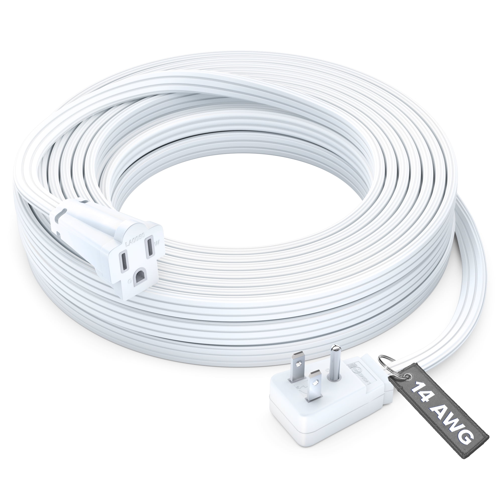 Maximm 30 ft Safety Extension Cord with a Flat Wall Plug Design - Grey ...