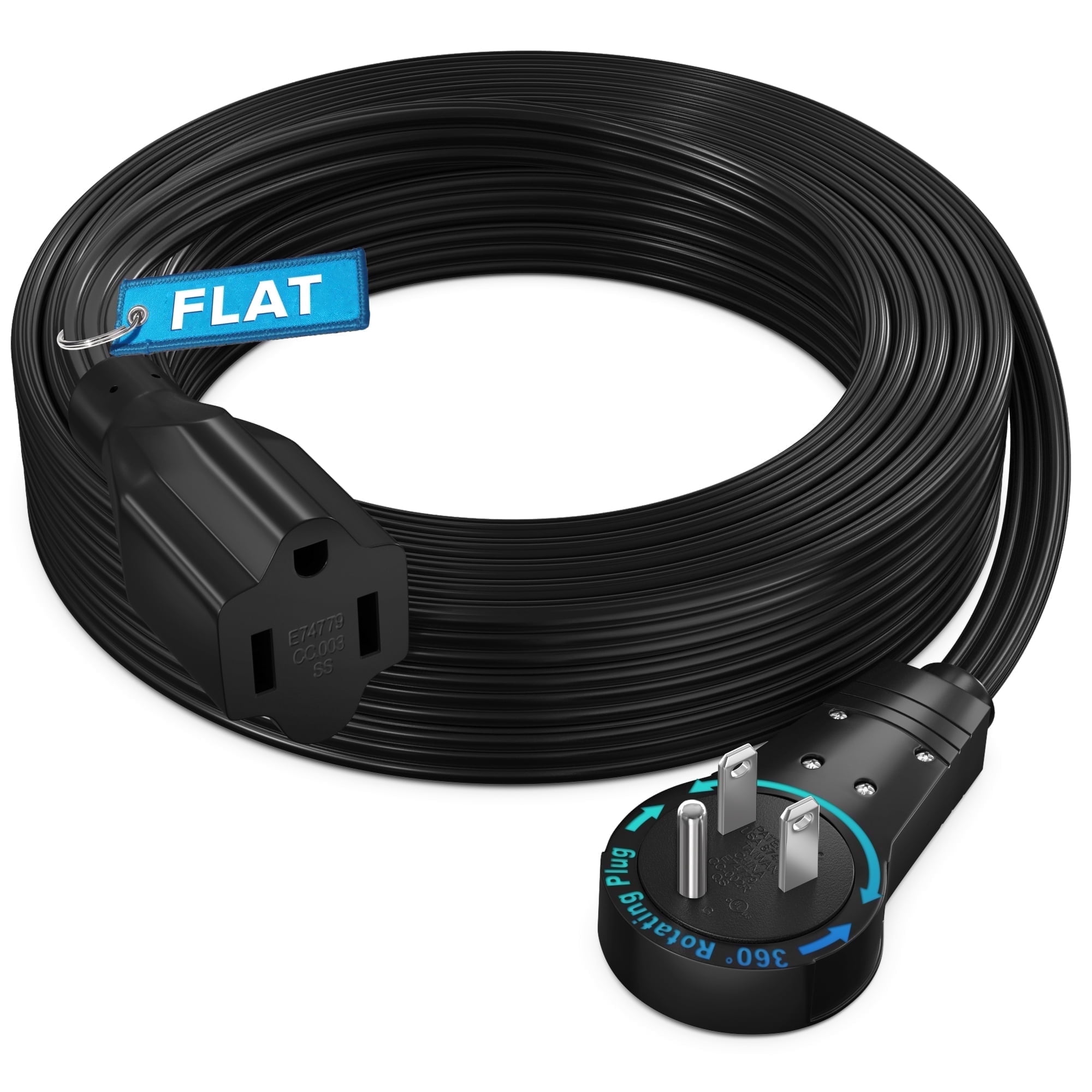 Maximm 360 Rotating Flat Plug Extension - 15ft Under Carpet with Slim ...