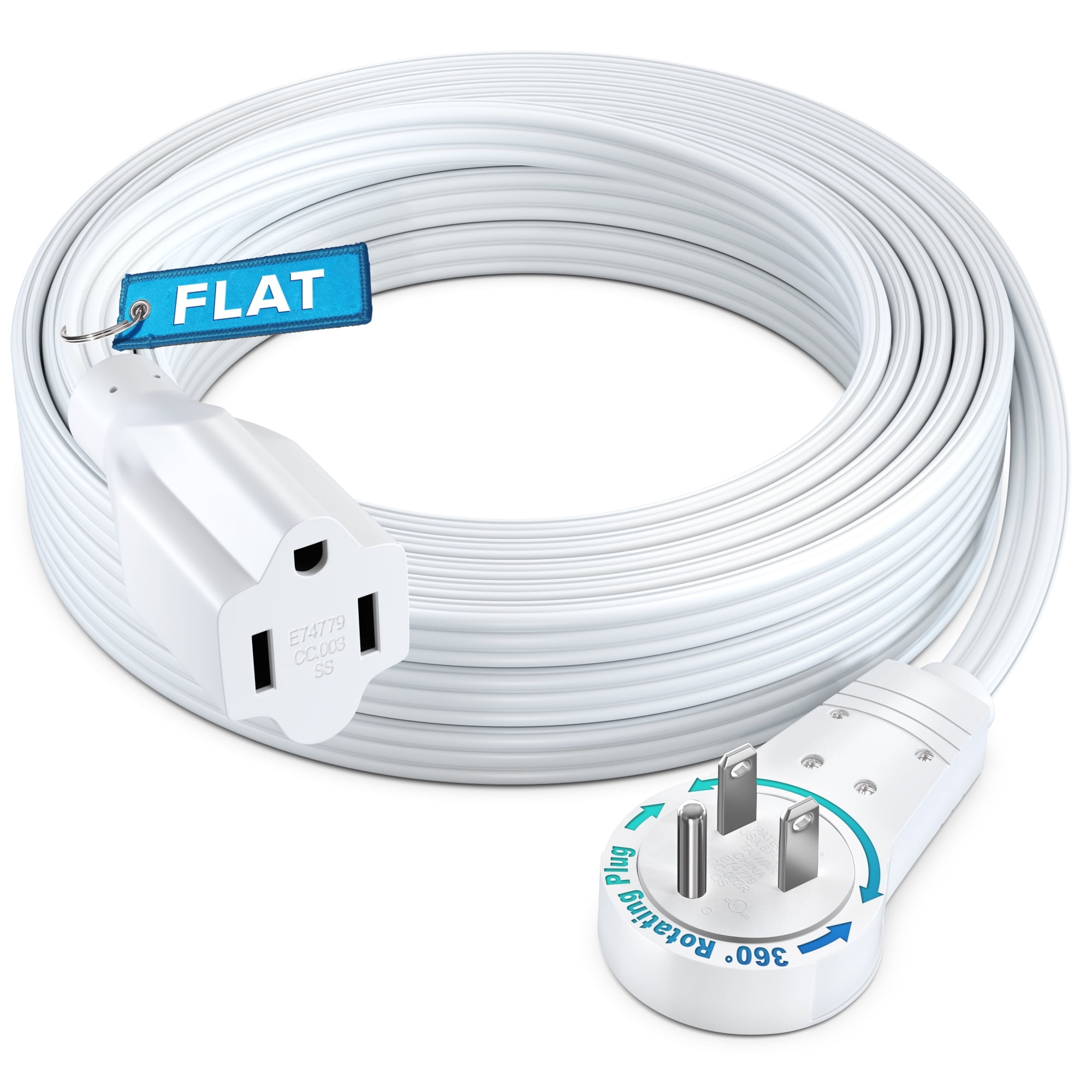 Maximm 360° Rotating Flat Plug Extension Cord 15 feet Flat Extension ...