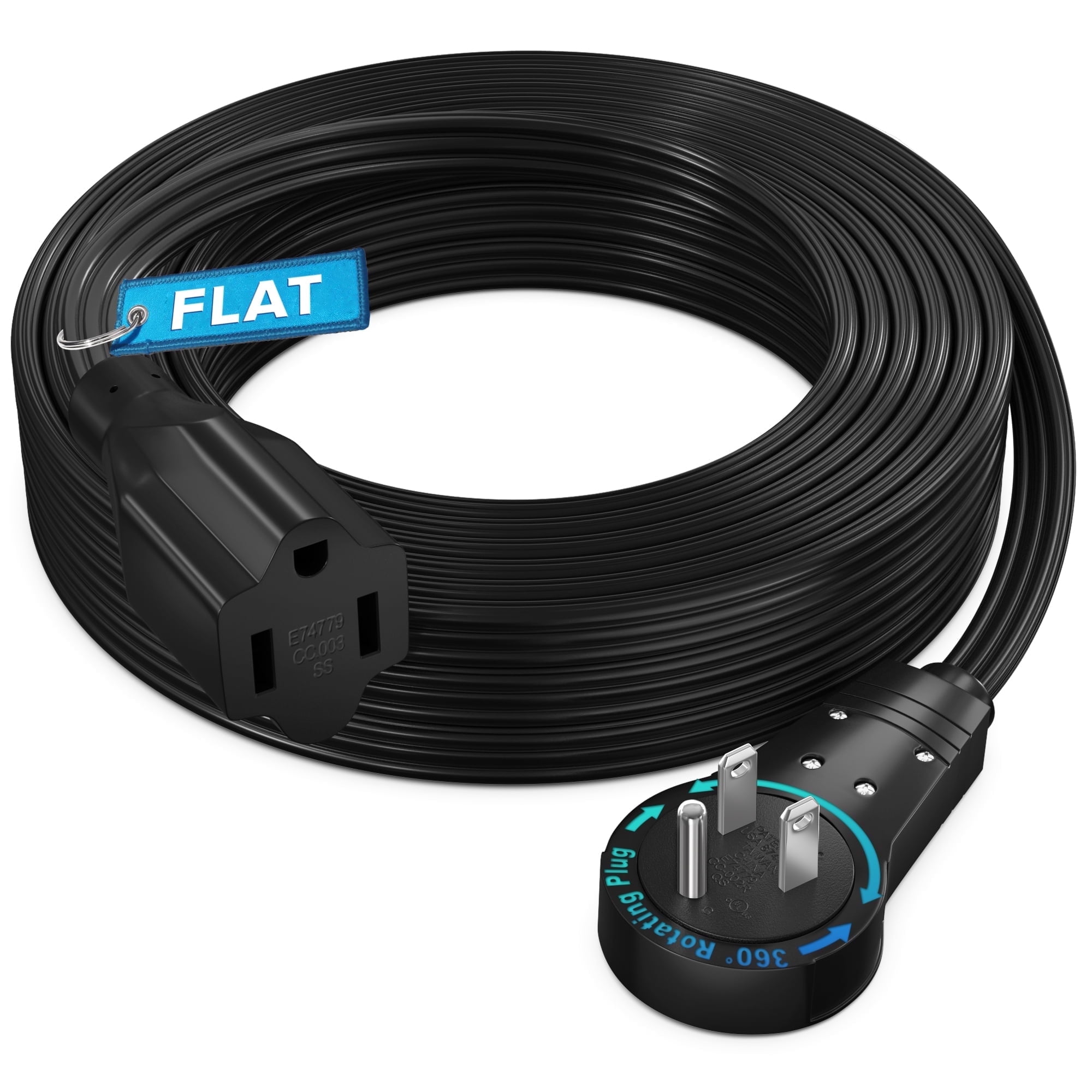 Maximm 360° Rotating Flat Plug Extension Cord 20 feet Flat Extension ...