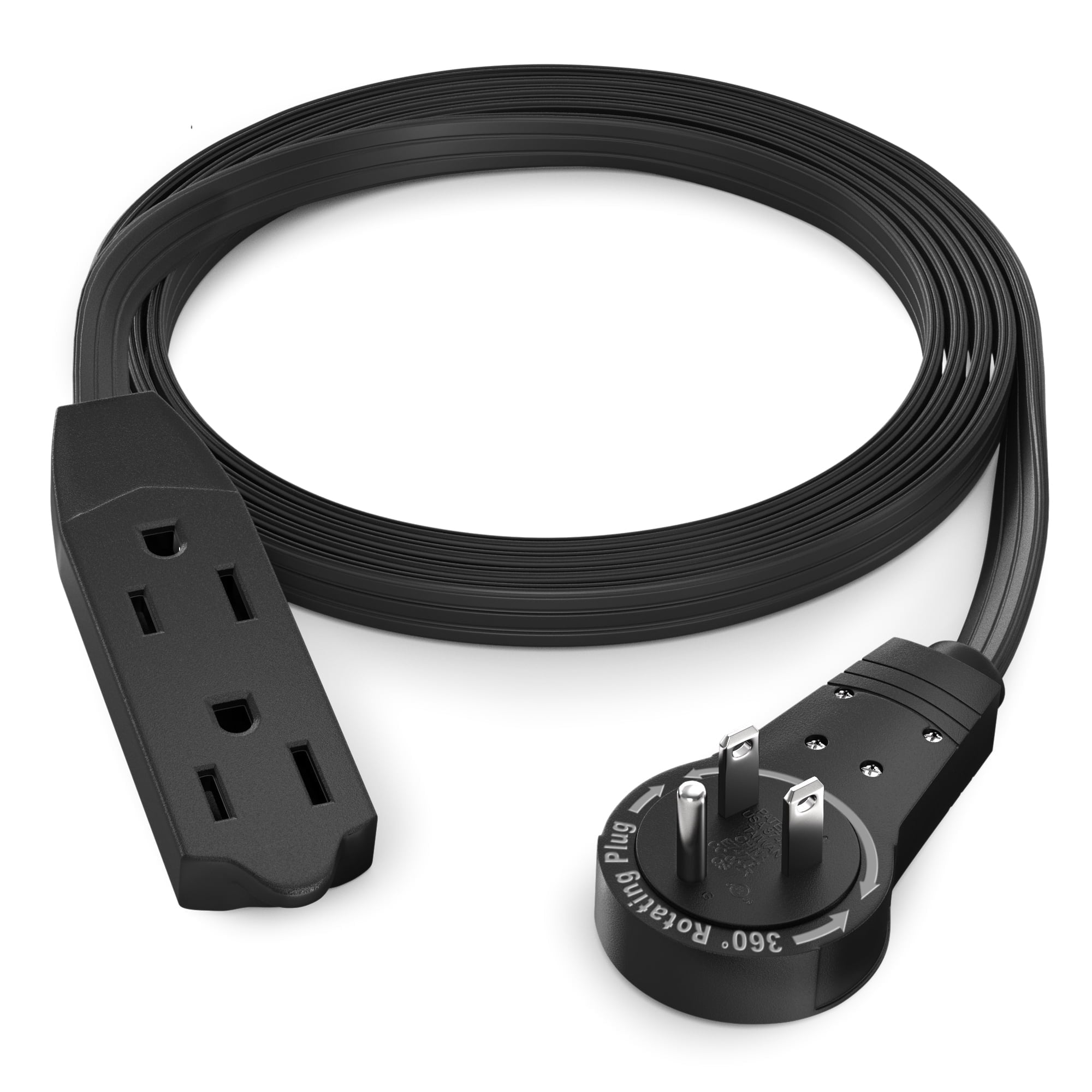 Maximm 4 ft. Extension Cord, 16/3 Flat, 13A, 1625W, UL Certified, Black ...