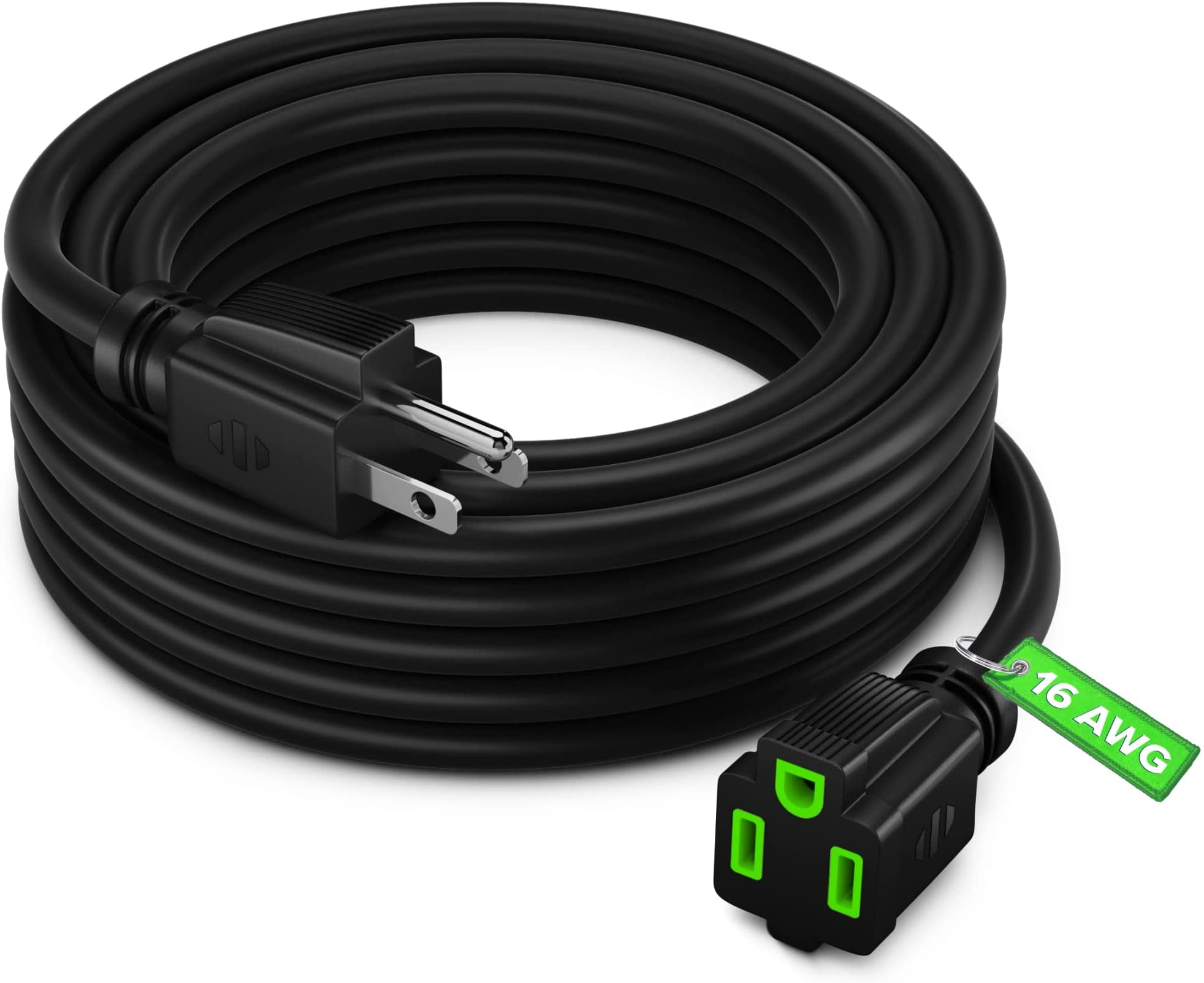 Maximm 50 ft Safety Extension Cord - Black, 16 Gauge, Heavy Duty ...