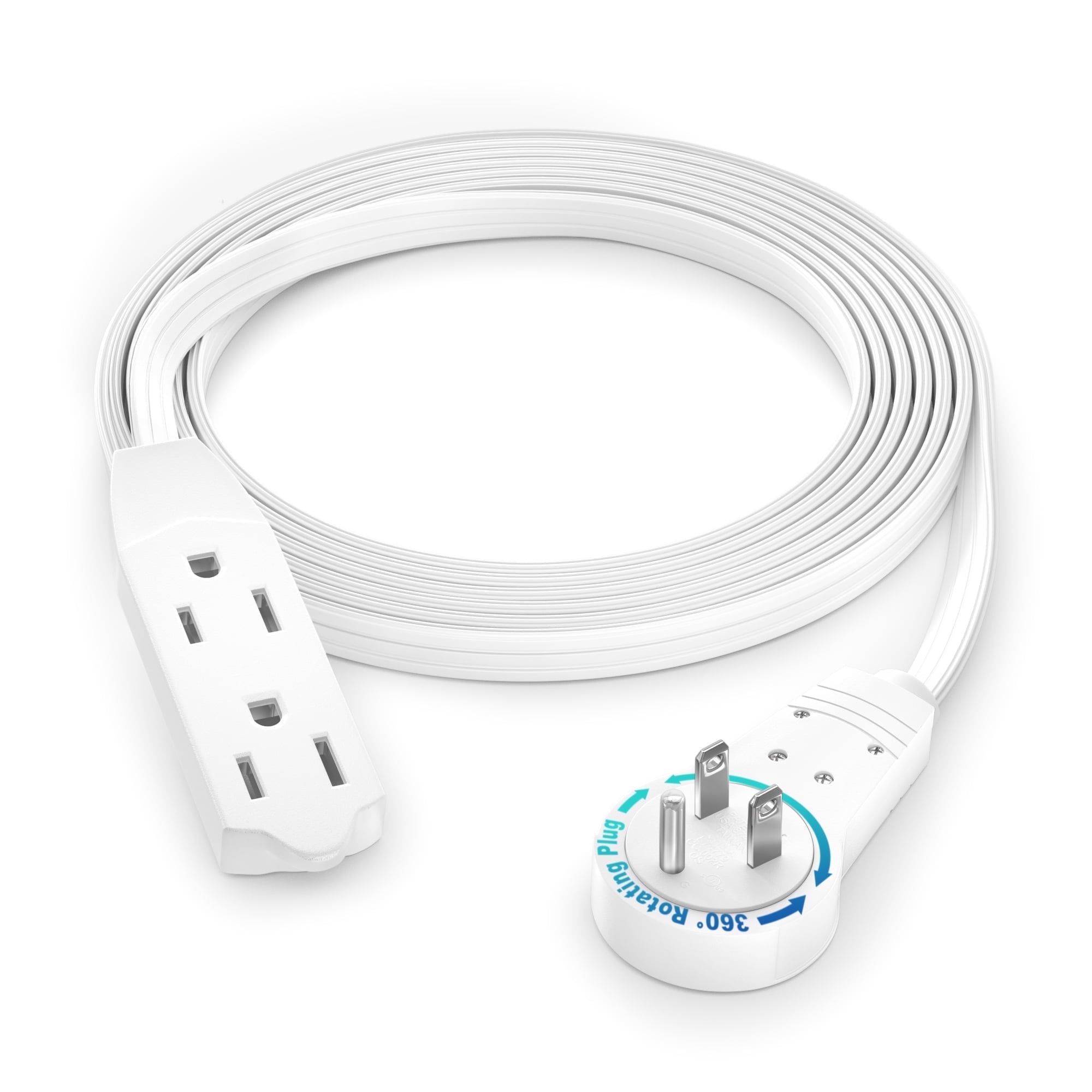 Maximm 6 ft. 16/3 Flat Extension Cord 360 Rotating Plug 3-Outlet 13A ...
