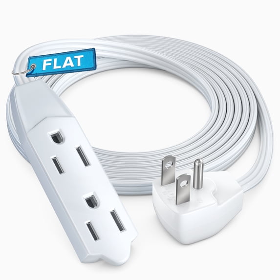 Maximm 6ft Flat Plug Extension Cord UL Certified 16 Gauge, 125V, 13 ...