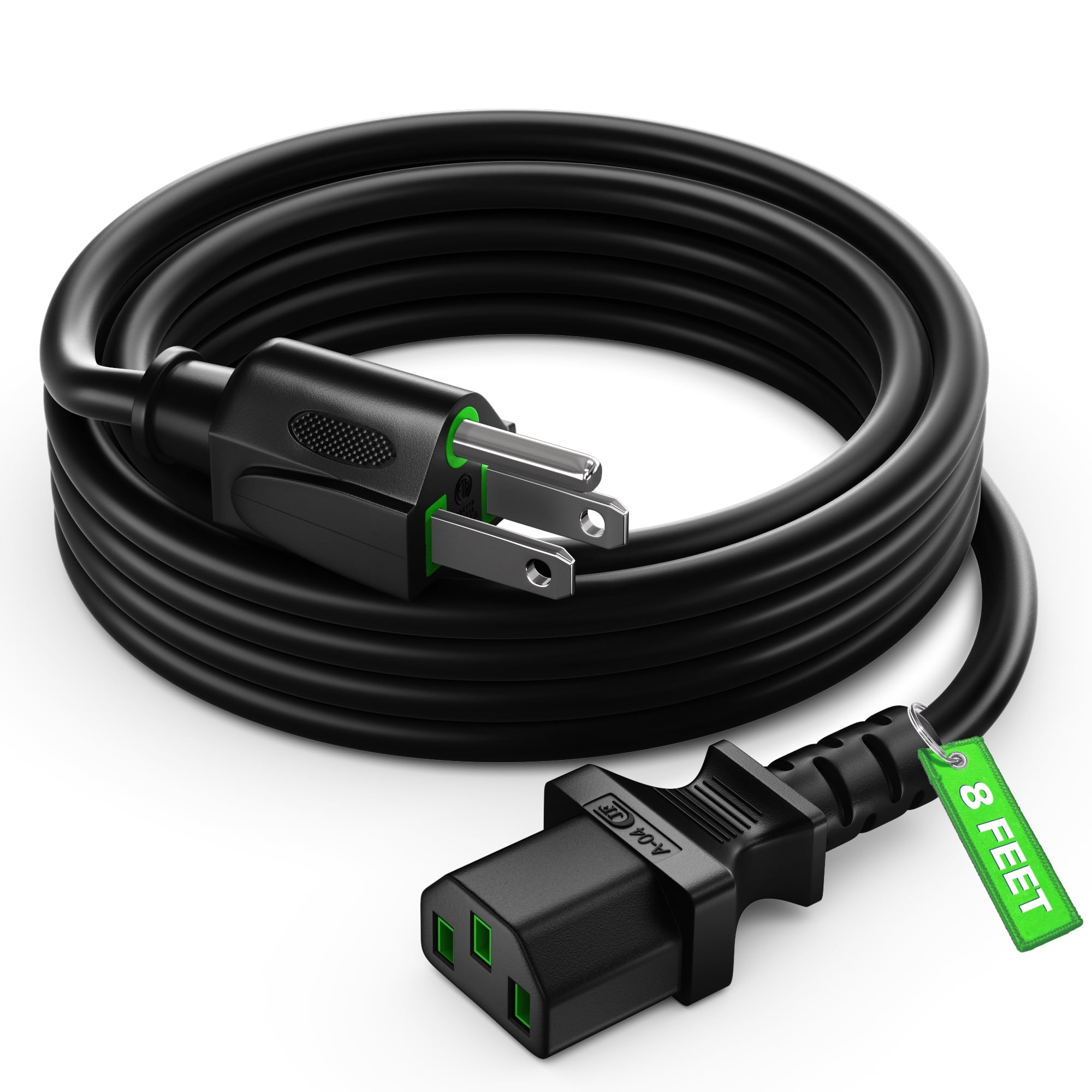 Maximm 8 Feet Universal Computer Monitor Power Cord, C13 Power Cable ...