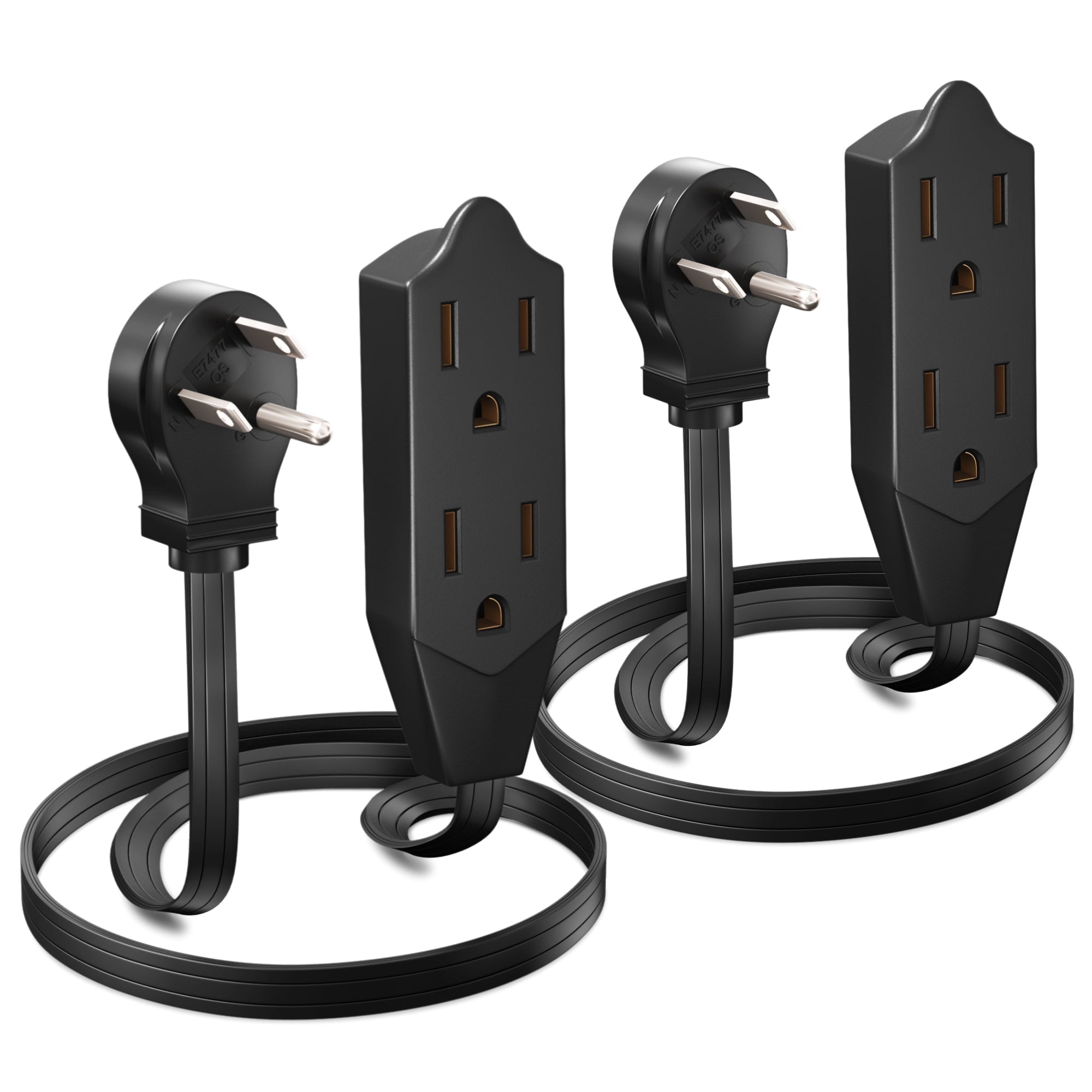 Maximm Cable 1 Feet Flat Plug Extension Cord/Wire, Multi Outlet - 3 ...