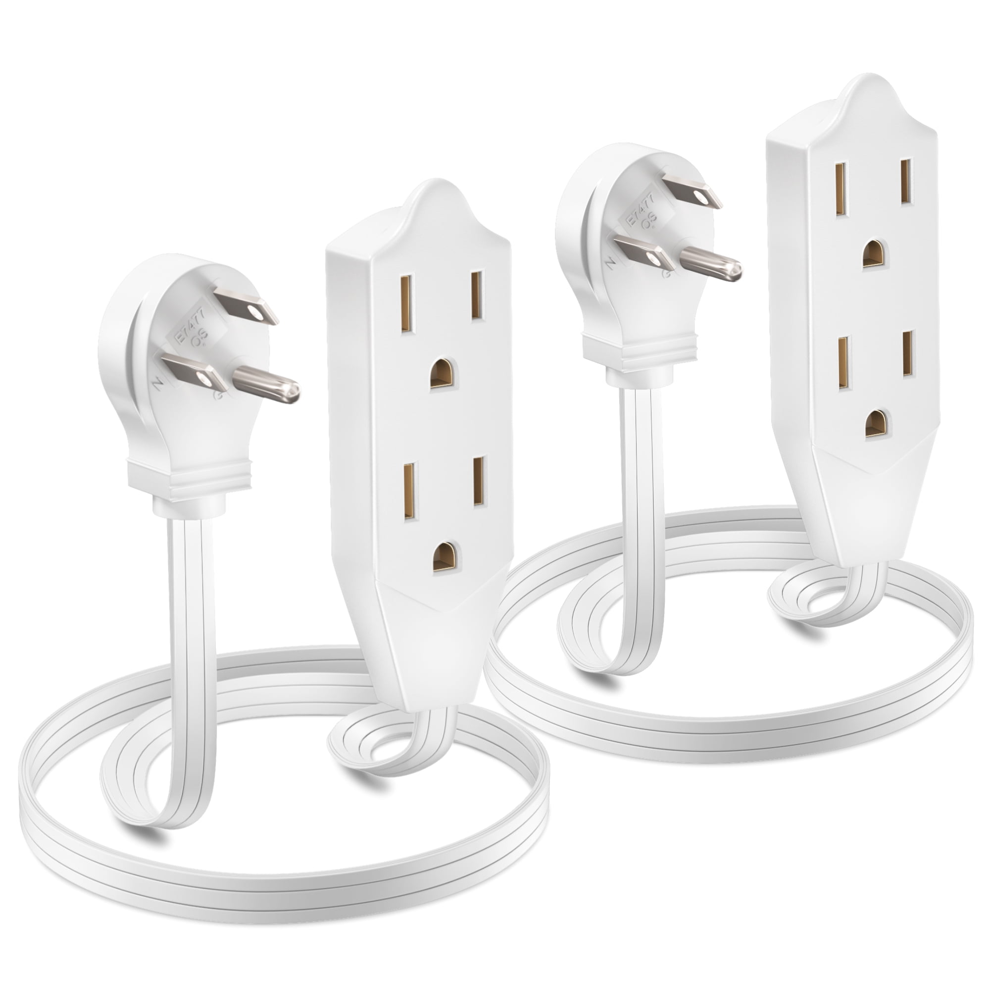 Maximm Cable 1 Feet Flat Plug Extension Cord/Wire, Multi Outlet - 3 ...