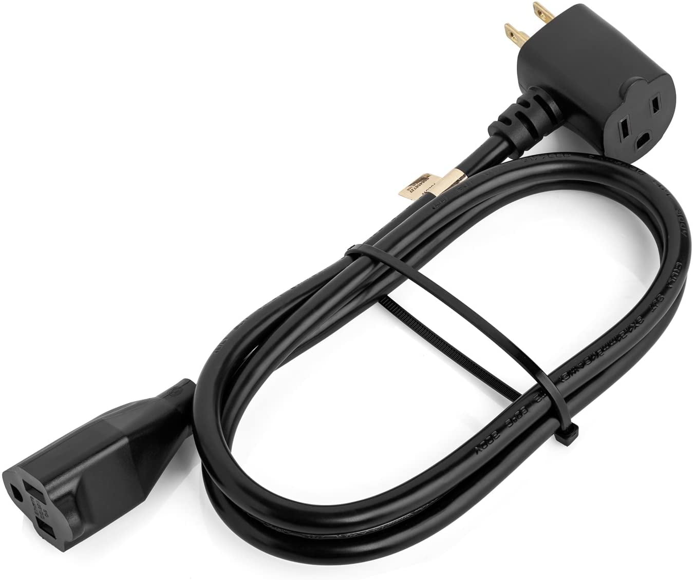 Maximm Cable 3 Feet Angled Indoor Extension Cord/Wire, 2 Outlet ...