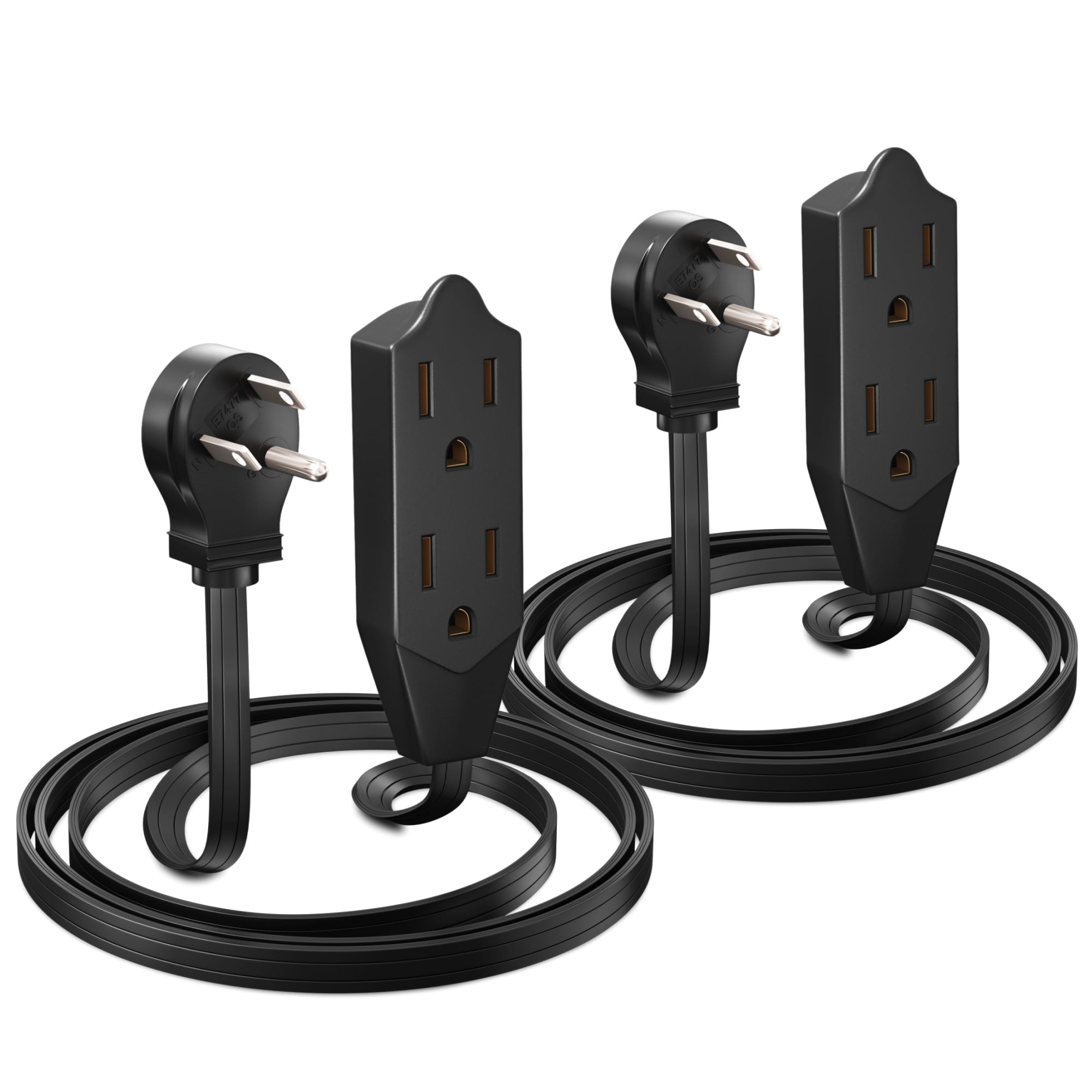 Maximm Cable 3 Feet Flat Plug Extension Cord/Wire, Multi Outlet - 3 ...
