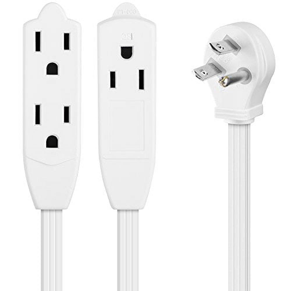 Maximm Cable 3 Feet Flat Plug Extension CordWire Multi Outlet - 3 Prong ...