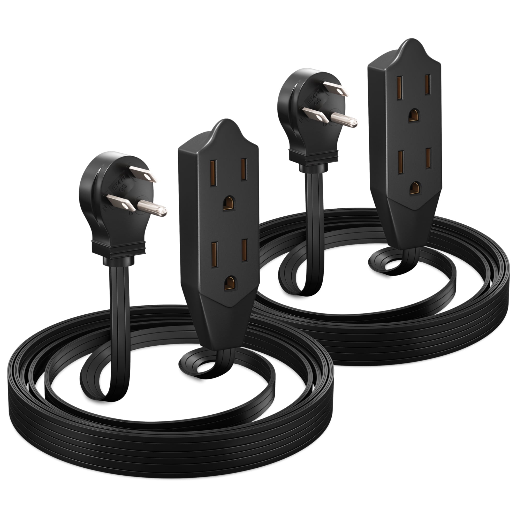 Maximm Cable 6 Feet Flat Plug Extension Cord/Wire, Multi Outlet - 3 ...