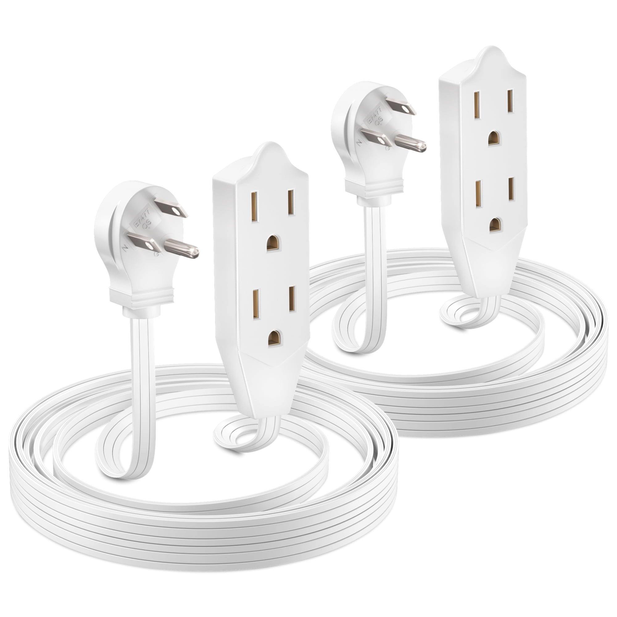 Maximm Cable 6 Feet Flat Plug Extension Cord/Wire, Multi Outlet - 3 ...