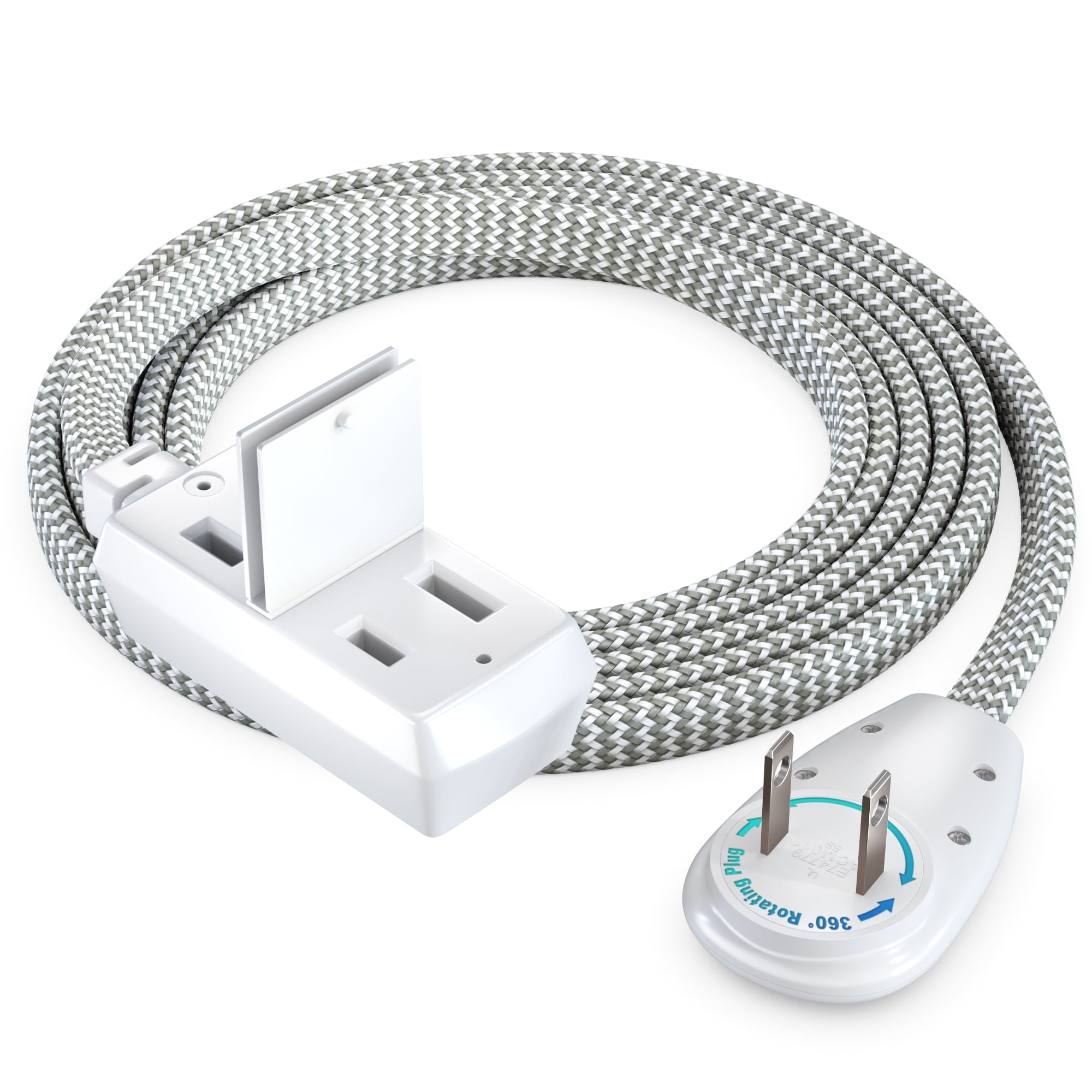 Maximm Cable 6ft 360° Rotating Flat Plug Extension Cord/Wire, 16 AWG ...