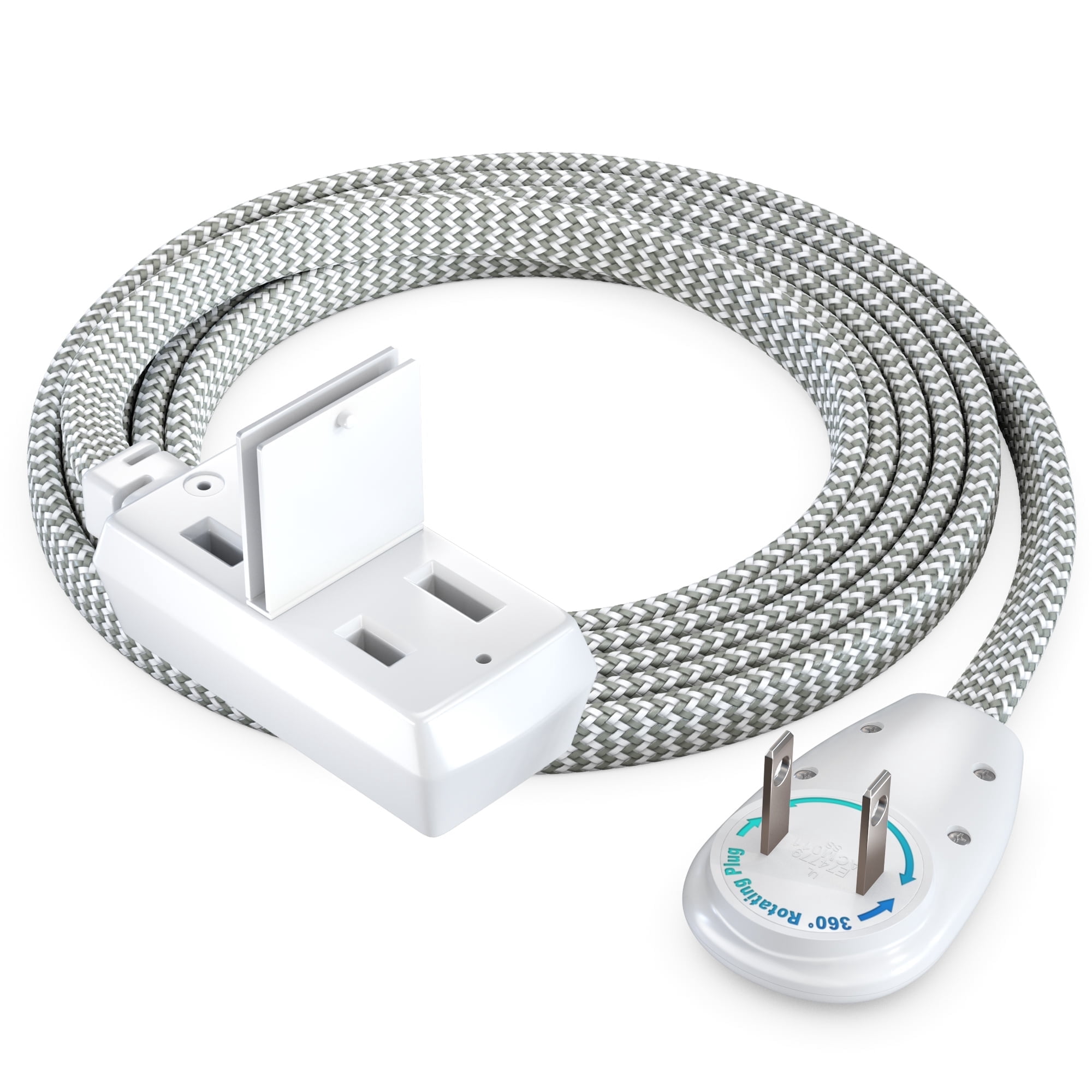 Maximm Cable 6ft 360° Rotating Flat Plug Extension Cord/Wire, 16 AWG ...