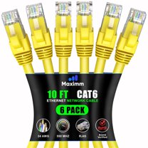 Cat 6 Ethernet Cable 5 Pack Gray 15ft 10Gbps High Speed Performance ...
