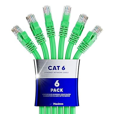 Maximm Cat 6 Ethernet Cable 15 ft (6-Pack) - High-Speed LAN Cable ...