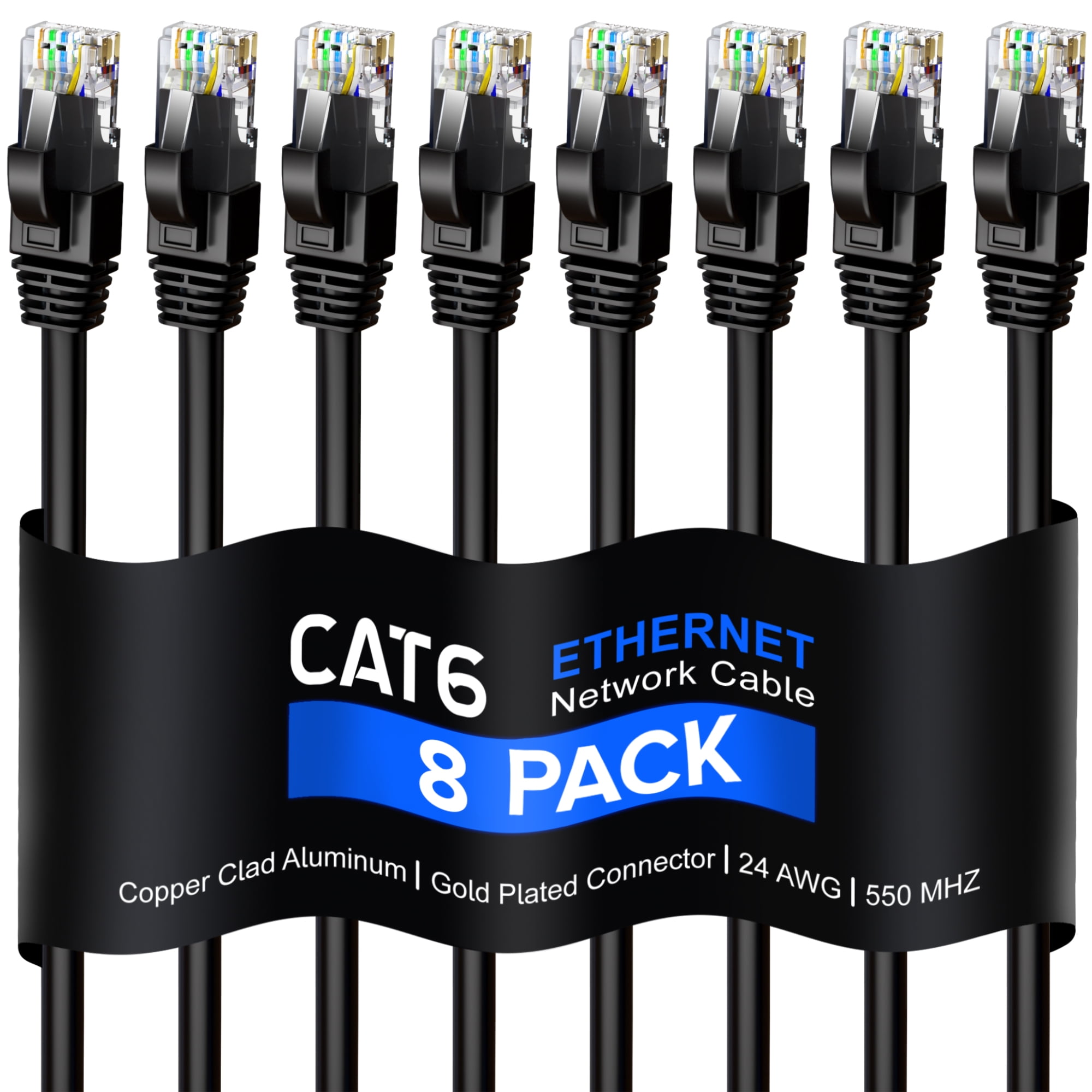 Maximm Cat 6 Ethernet Cable 30 ft (8-Pack) - High-Speed LAN Cable ...