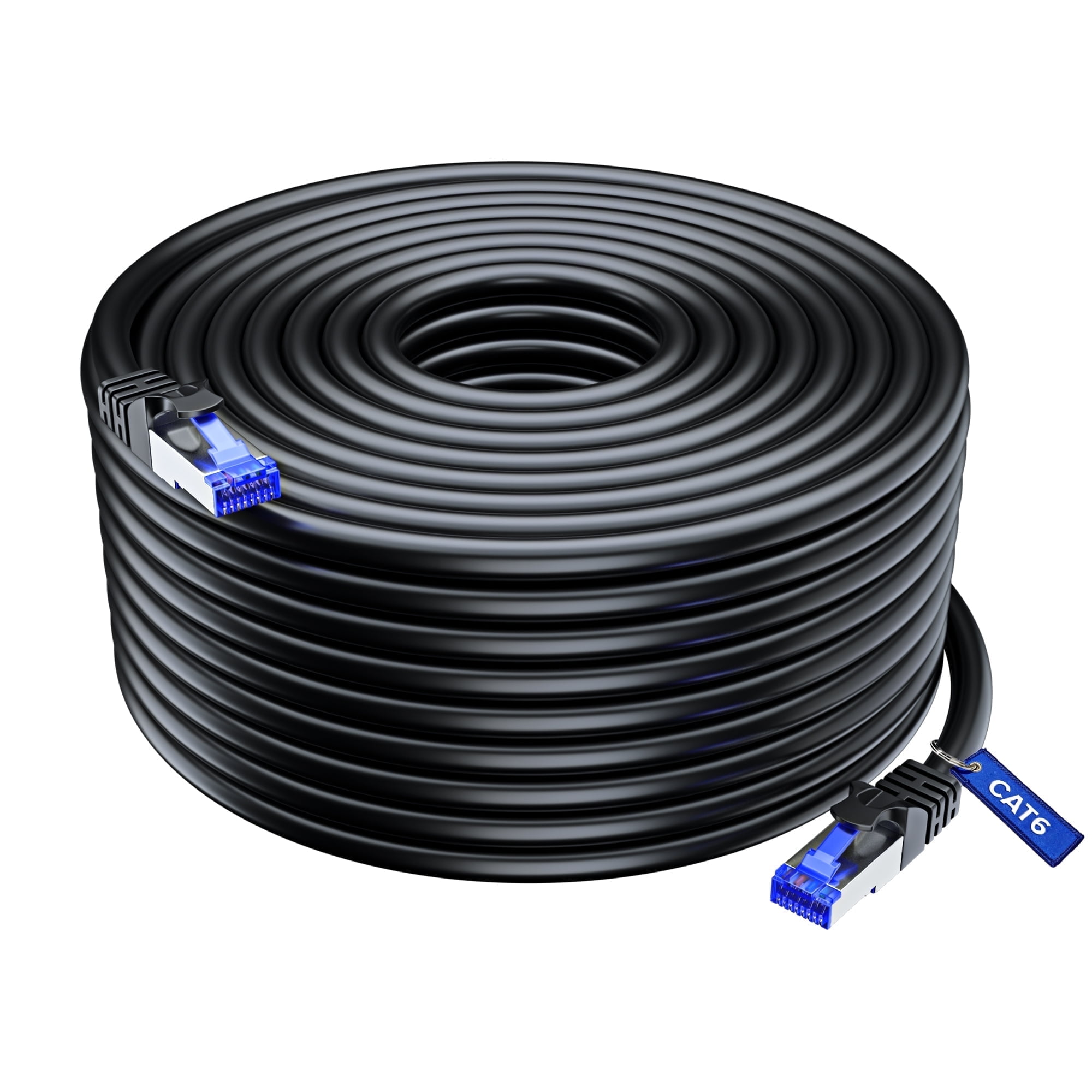 Maximm Cat6 Heavy Duty Outdoor Cable 200 ft - Black - Zero Lag Pure ...
