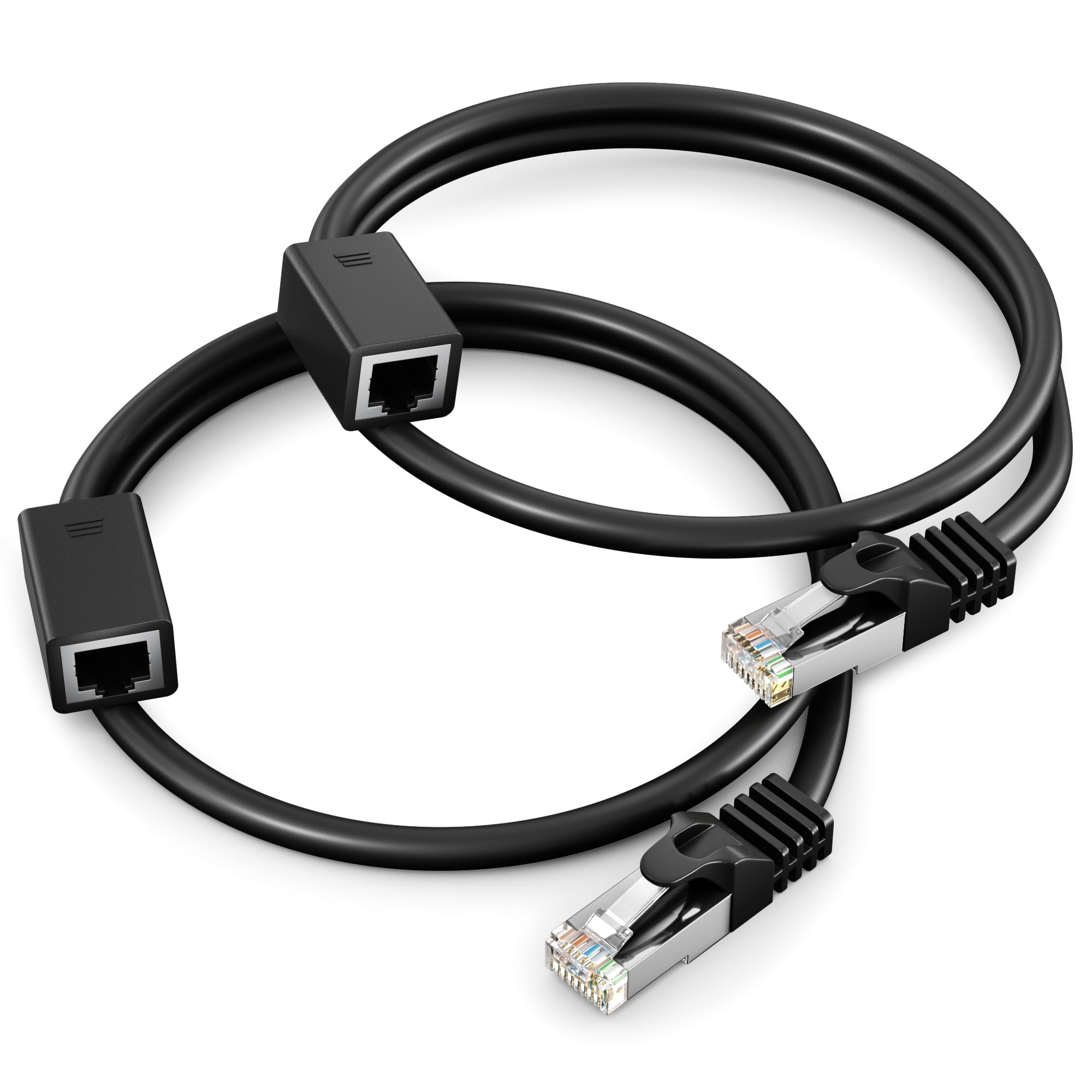 Maximm Cat6 Male to Female Ethernet Extension Cord, 1.5 Feet, Black, [2 ...