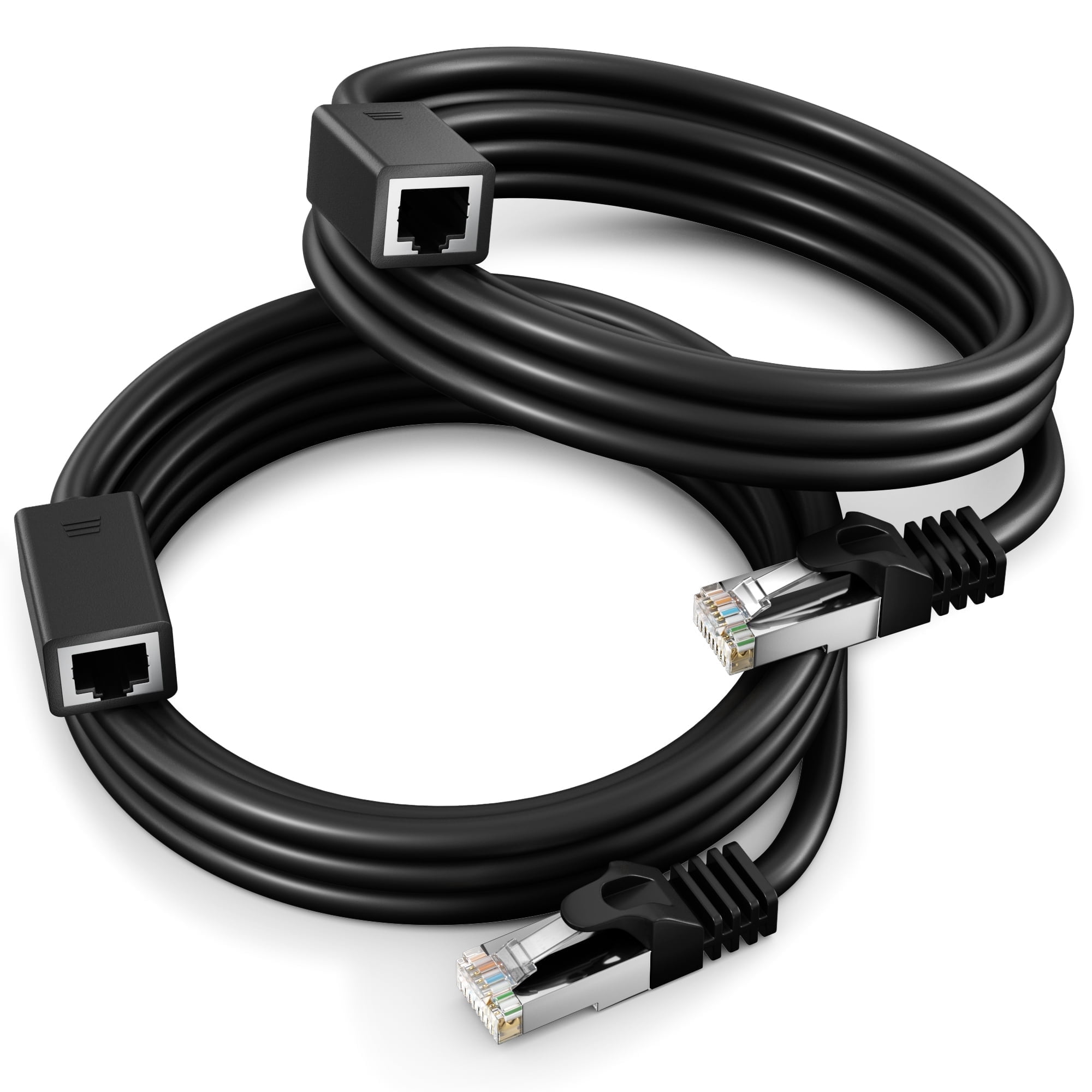 Maximm Cat6 Male to Female Ethernet Extension Cord, 5 Feet, Black, [2 ...