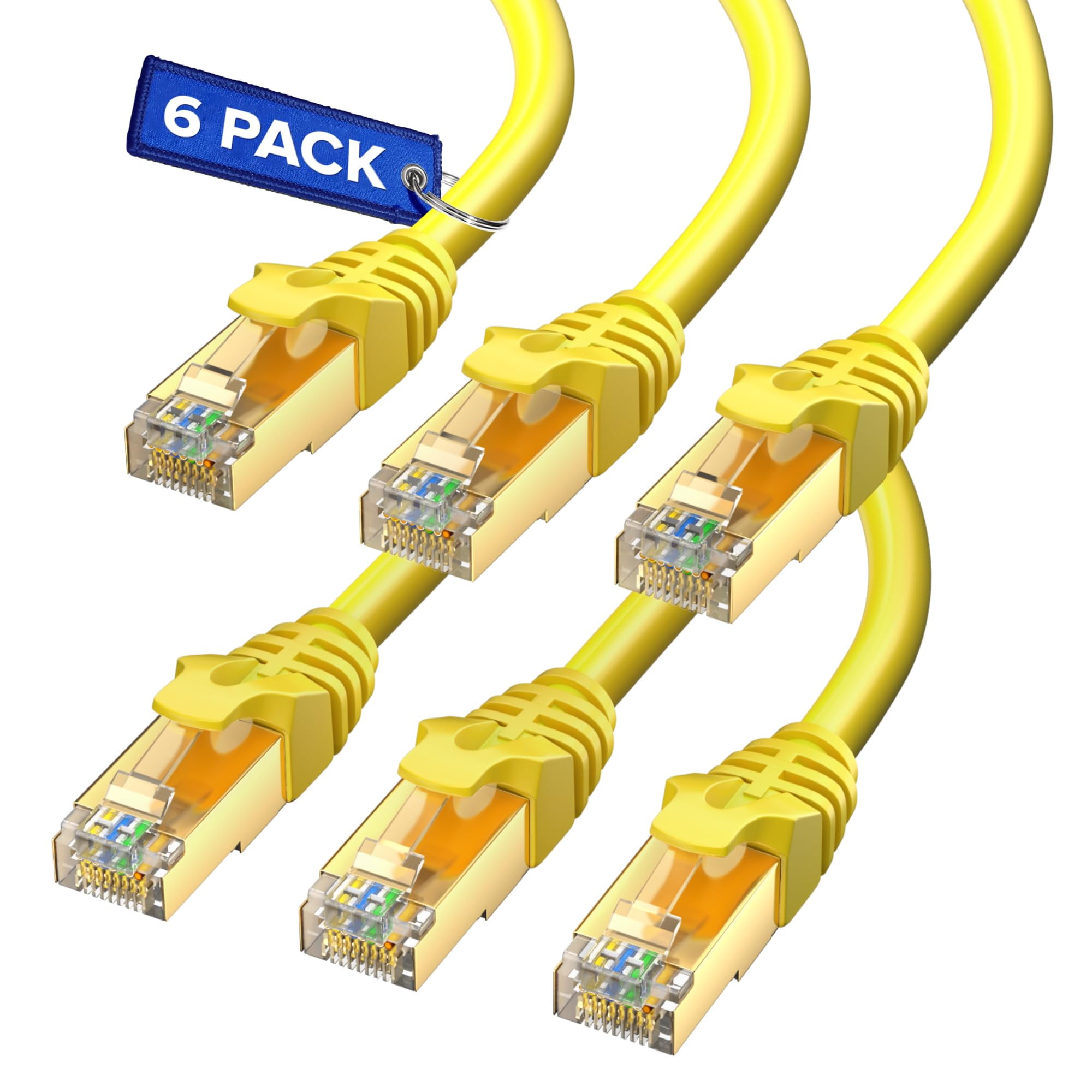 Maximm Cat7 Ethernet Cable 15 Feet – 6 Pack High-Speed LAN Network ...