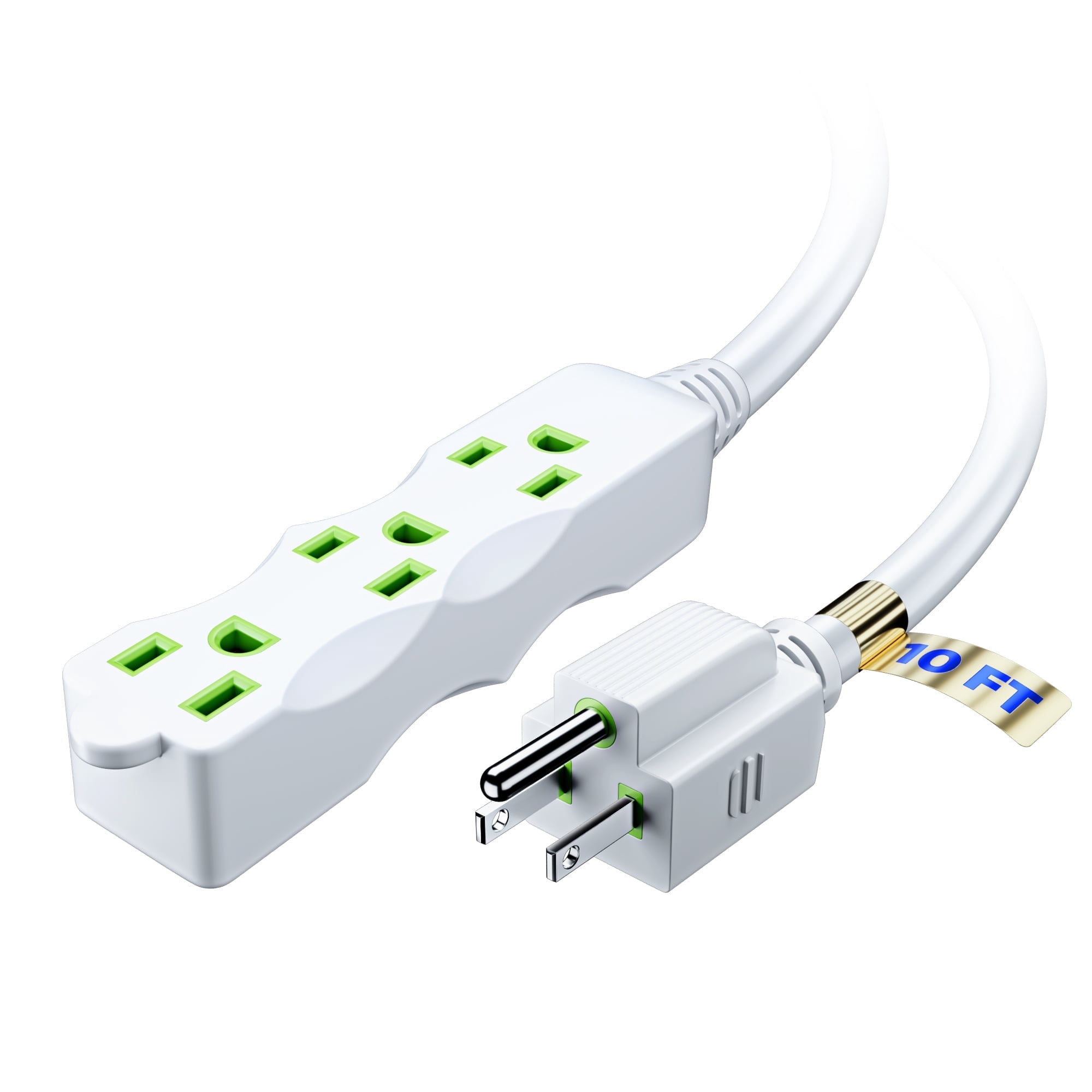 Maximm Extension Cord 10 ft, Extension Cord with Multiple Outlets (3 ...