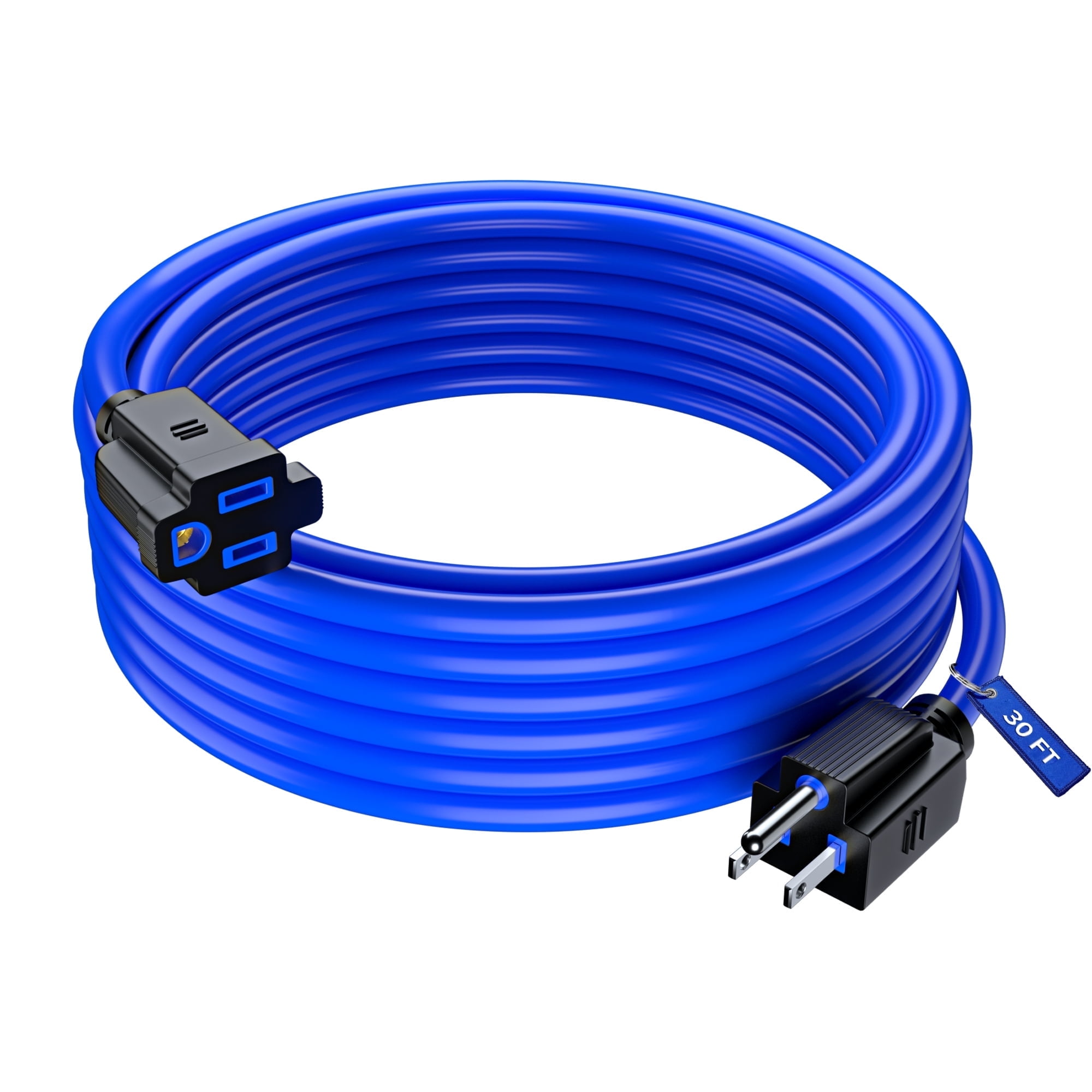 Maximm Extension Cord 30 Ft Blue Power Cords Indoor 16 Gauge Wire SJTW ...