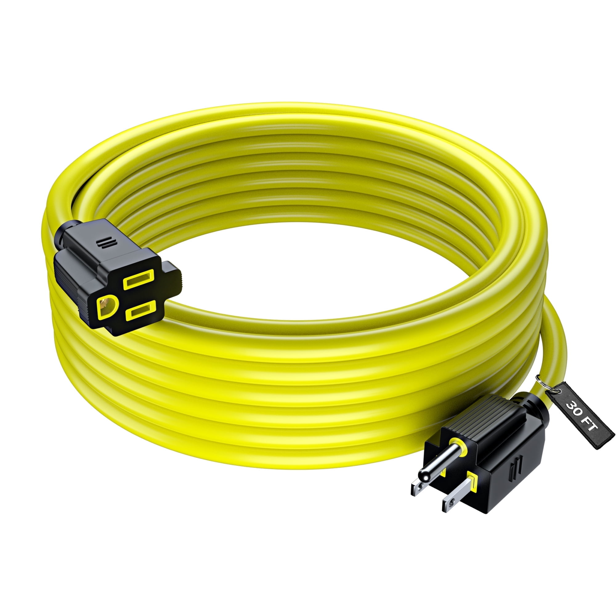 Maximm Extension Cord 30 Ft Yellow Power Cords Indoor 16 Gauge Wire ...