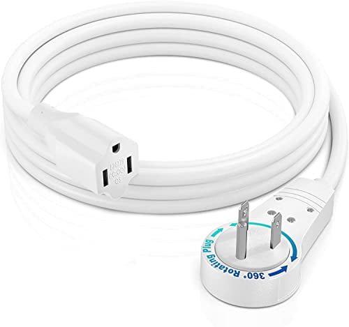 Maximm Extension Cord 6 Foot White Flat Plug, 360° Rotating Short Power ...