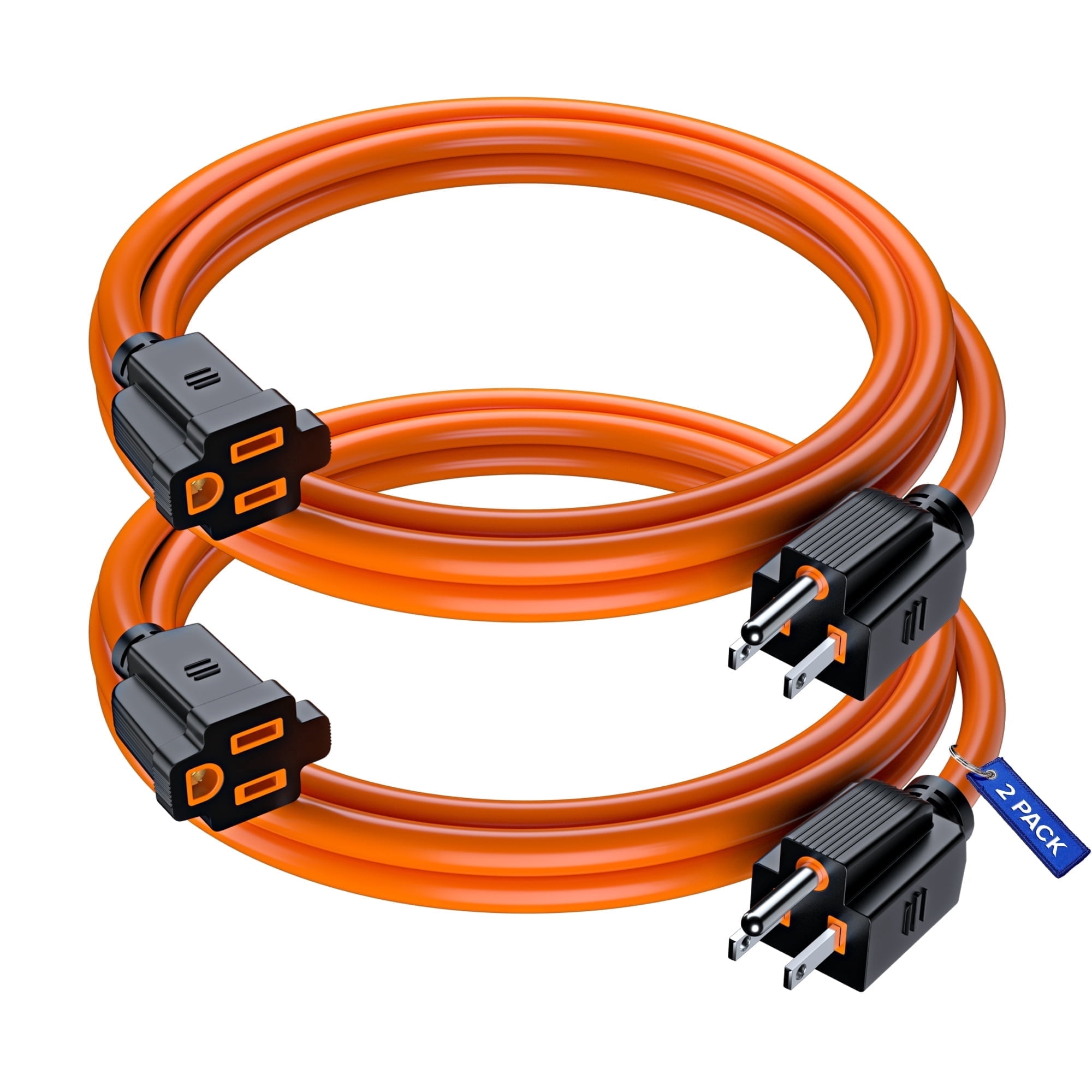 Maximm Extension Cord 6 Ft, 2 Pack Orange Power Cords Indoor 16 Gauge ...