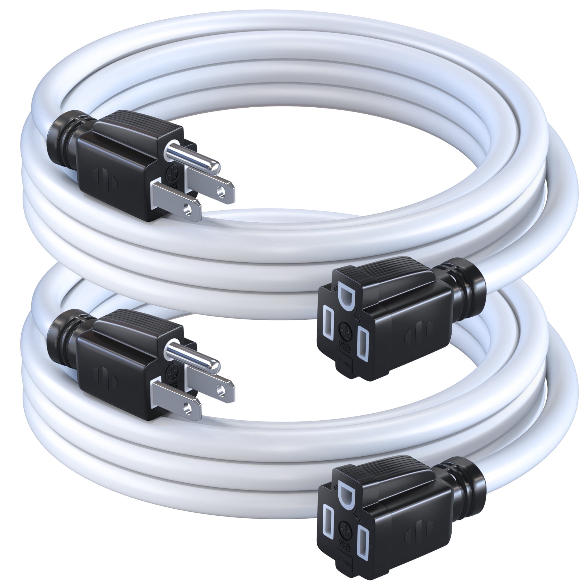 Maximm Extension Cord 6 Ft, 2 Pack White Power Cords Indoor 16 Gauge ...