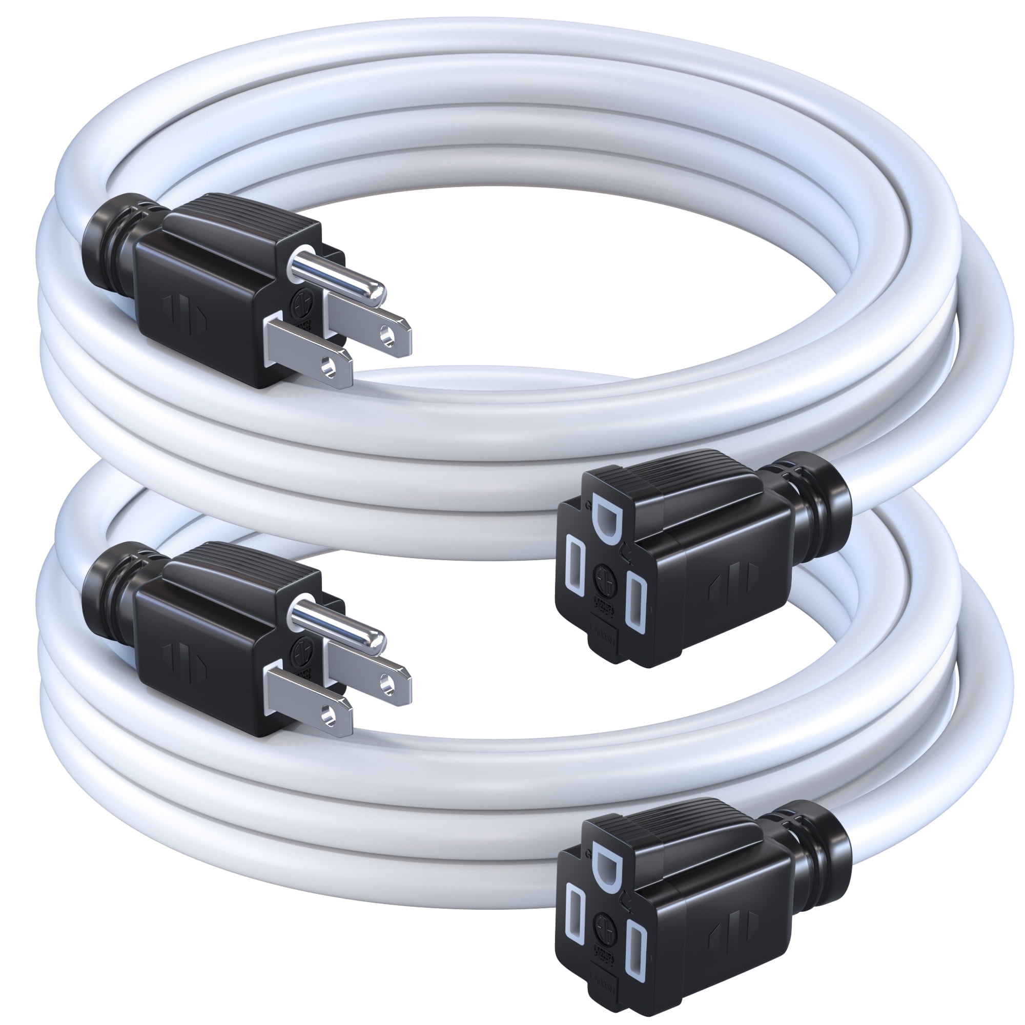 Maximm Extension Cord 6 Ft, 2 Pack White Power Cords Indoor 16 Gauge ...