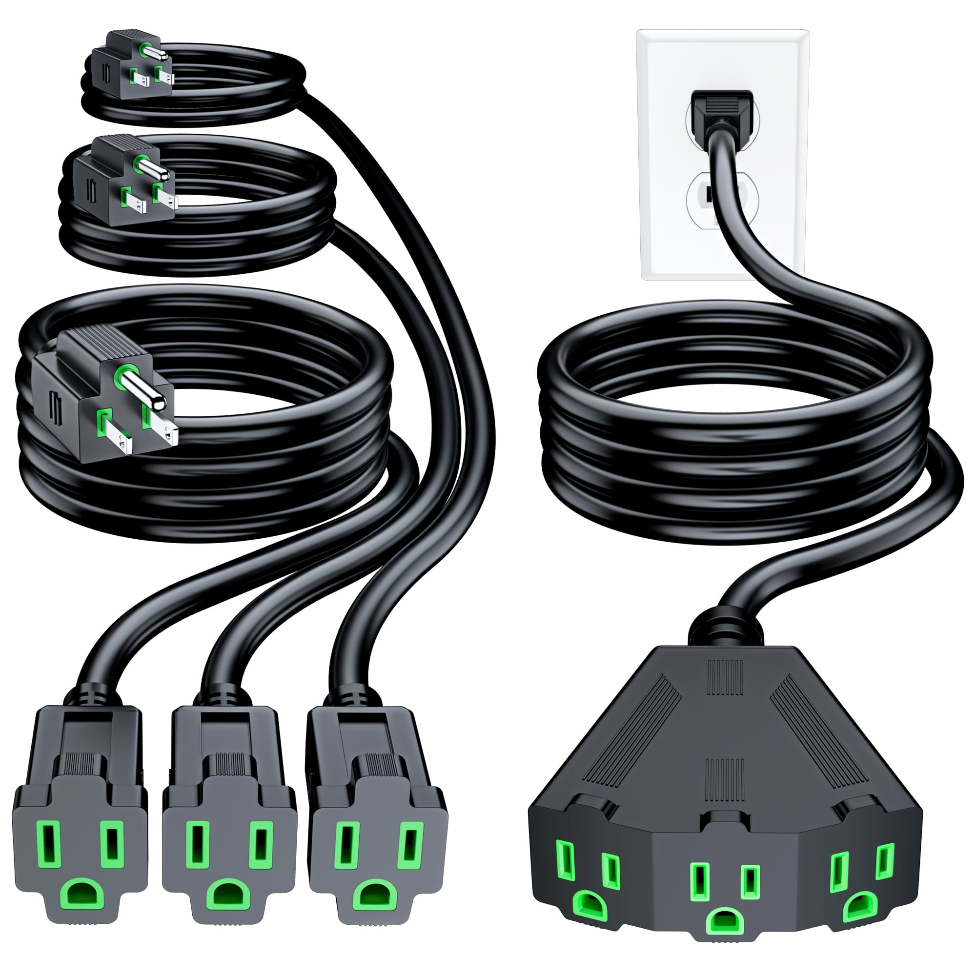 Maximm Extension Cord Combo 4 Pack - 6ft 10/3 Multi Outlet & 25ft 16/3 ...