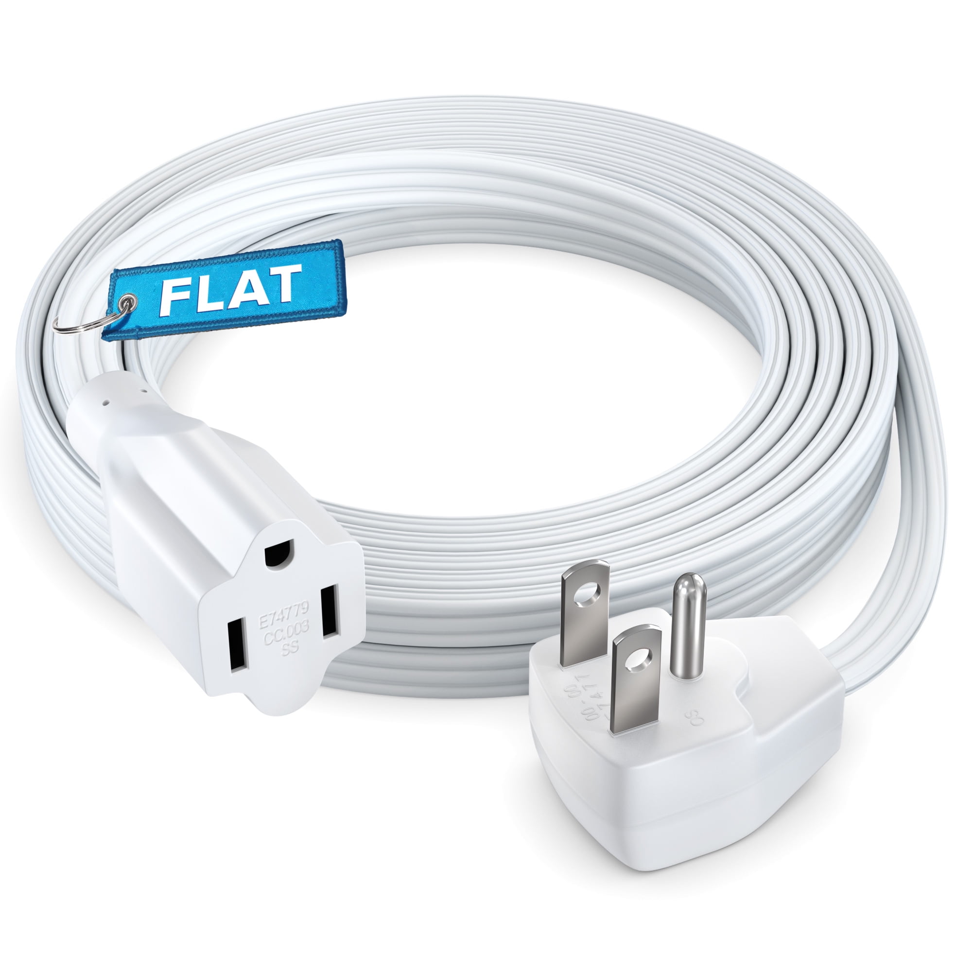 Maximm Extension Cord Heavy Duty (10 Feet) Flat Wire 3-Prong Flat Plug ...