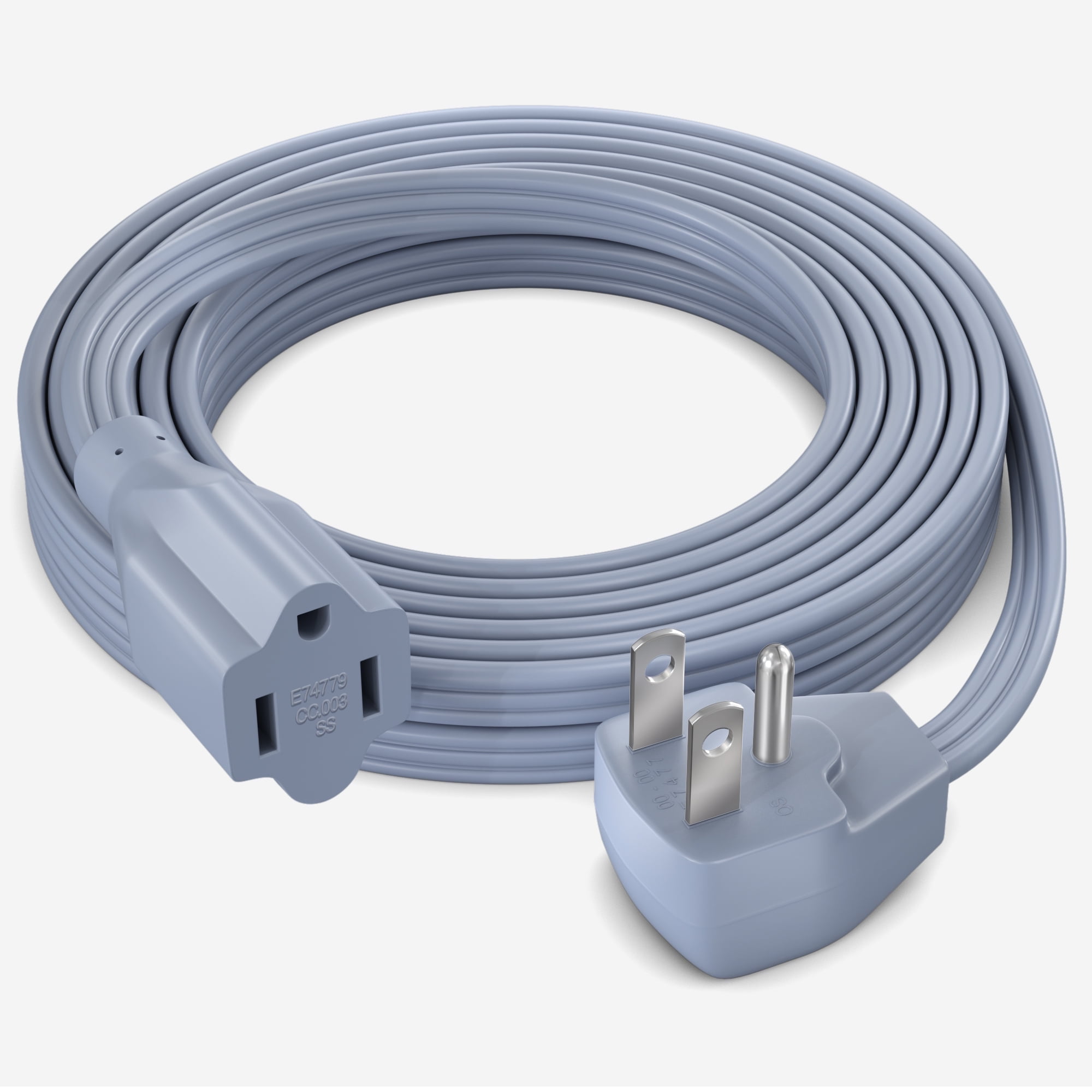 Maximm Extension Cord Heavy Duty (12 Feet) Flat Wire 3-Prong Flat Plug ...