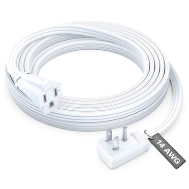 Extension Cord 3 ft White 3-Outlet Flat Plug 16 Gauge Wire White Power ...