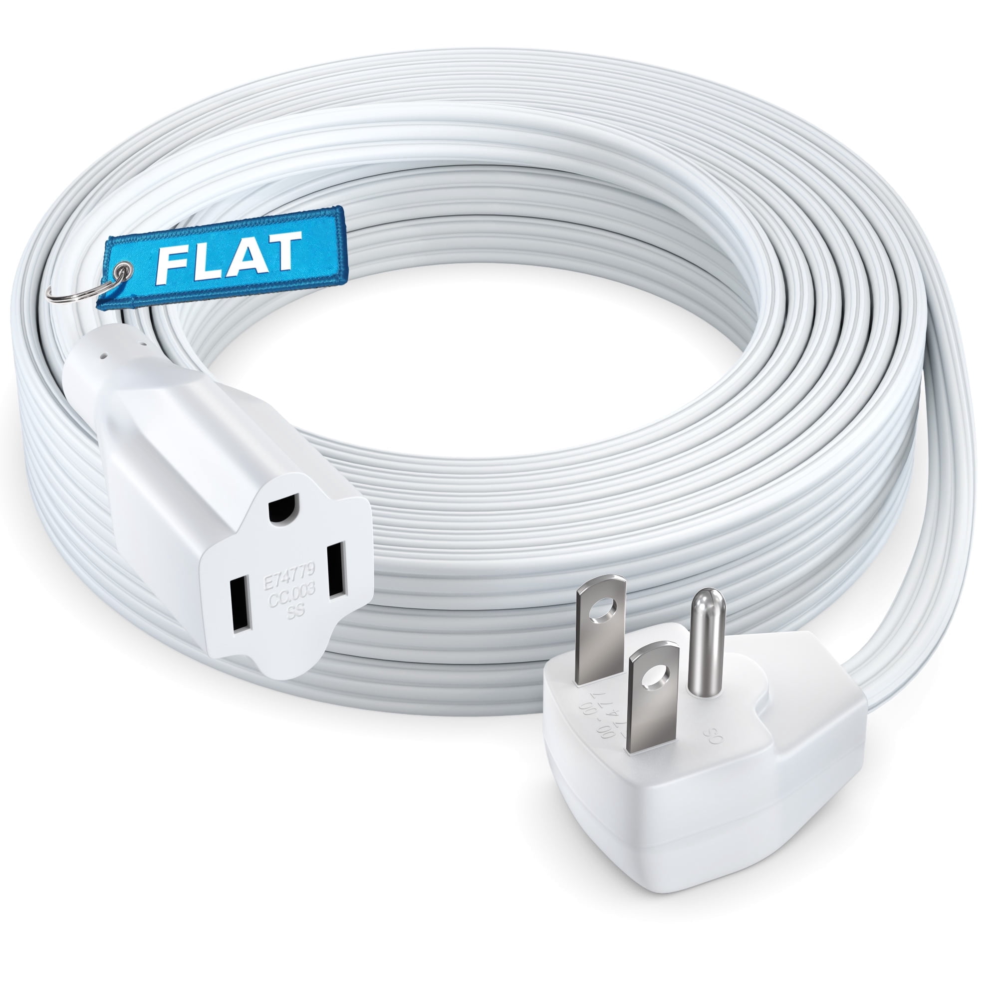 Maximm Extension Cord Heavy Duty (25 Feet) Flat Wire 3-Prong Flat Plug ...