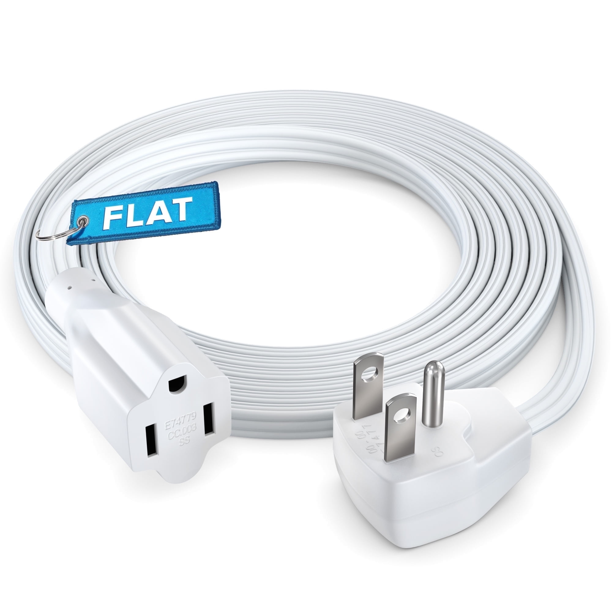 Maximm 3-Prong Extension Cord, 4 Ft Flat Plug, 14 AWG Heavy Duty, UL ...
