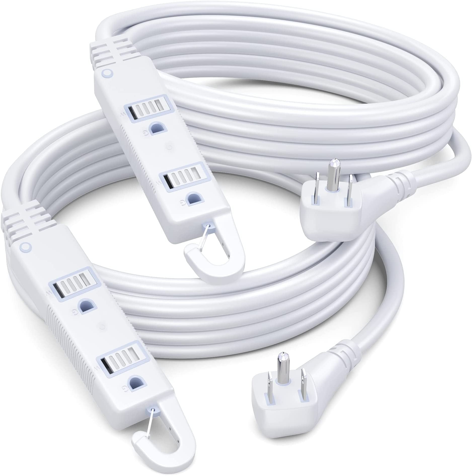 Maximm Extension Cord White 10 Ft with Automatic Closing Hook, Multi ...