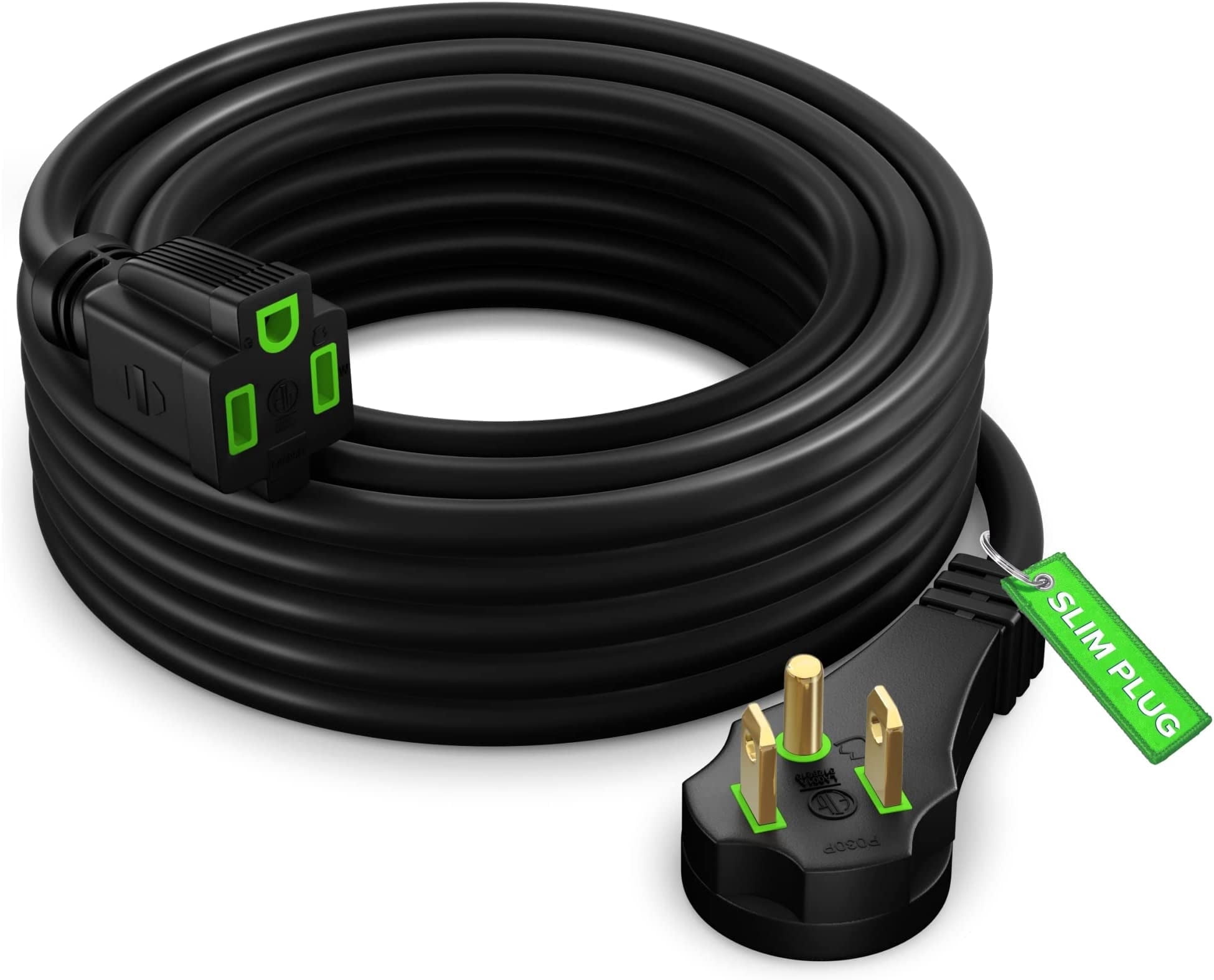 Maximm Flat Plug Extension Cord 15 ft with Slim Space-Saving Plug ...
