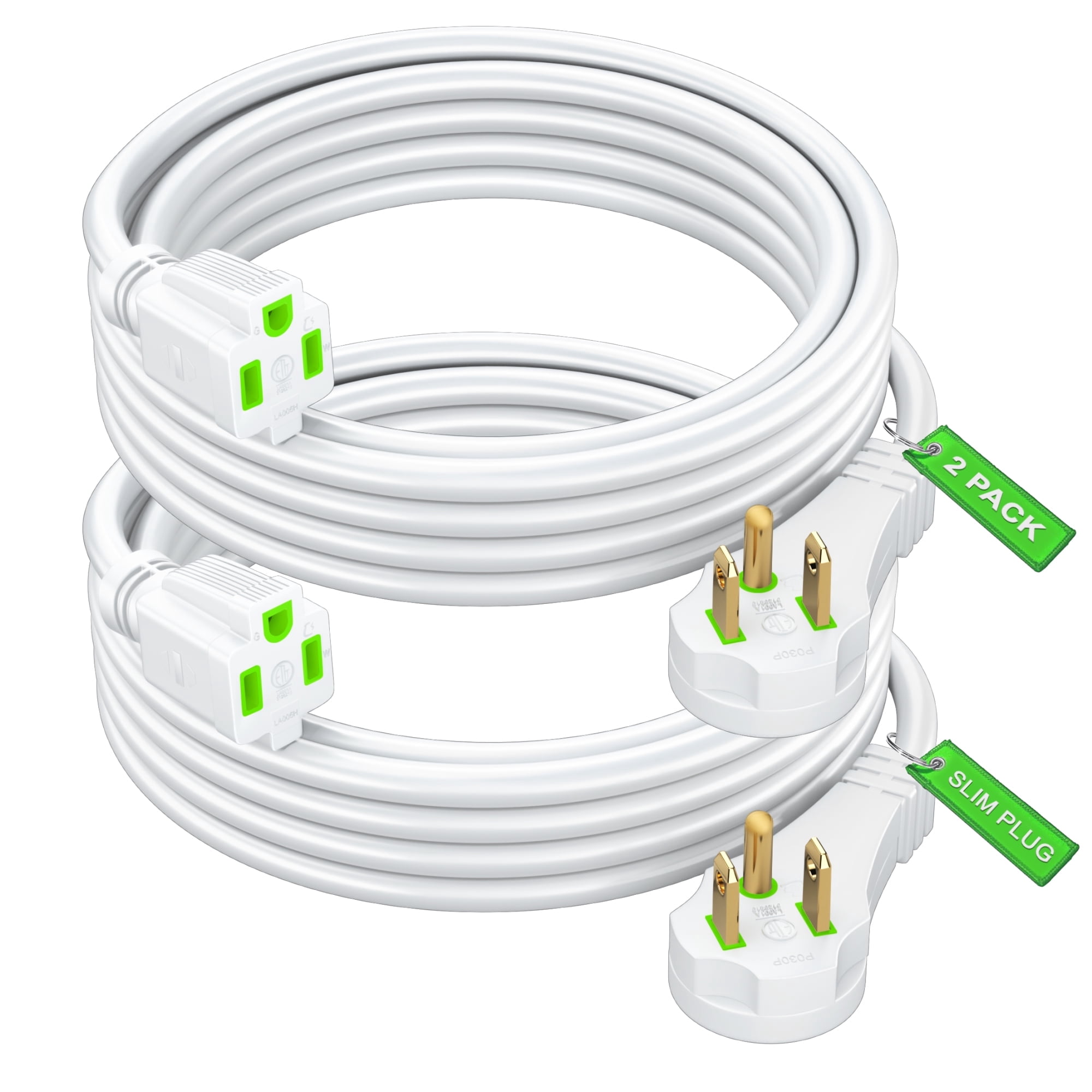 Maximm Flat Plug Extension Cord 8 ft with Slim Space-Saving Plug Design ...