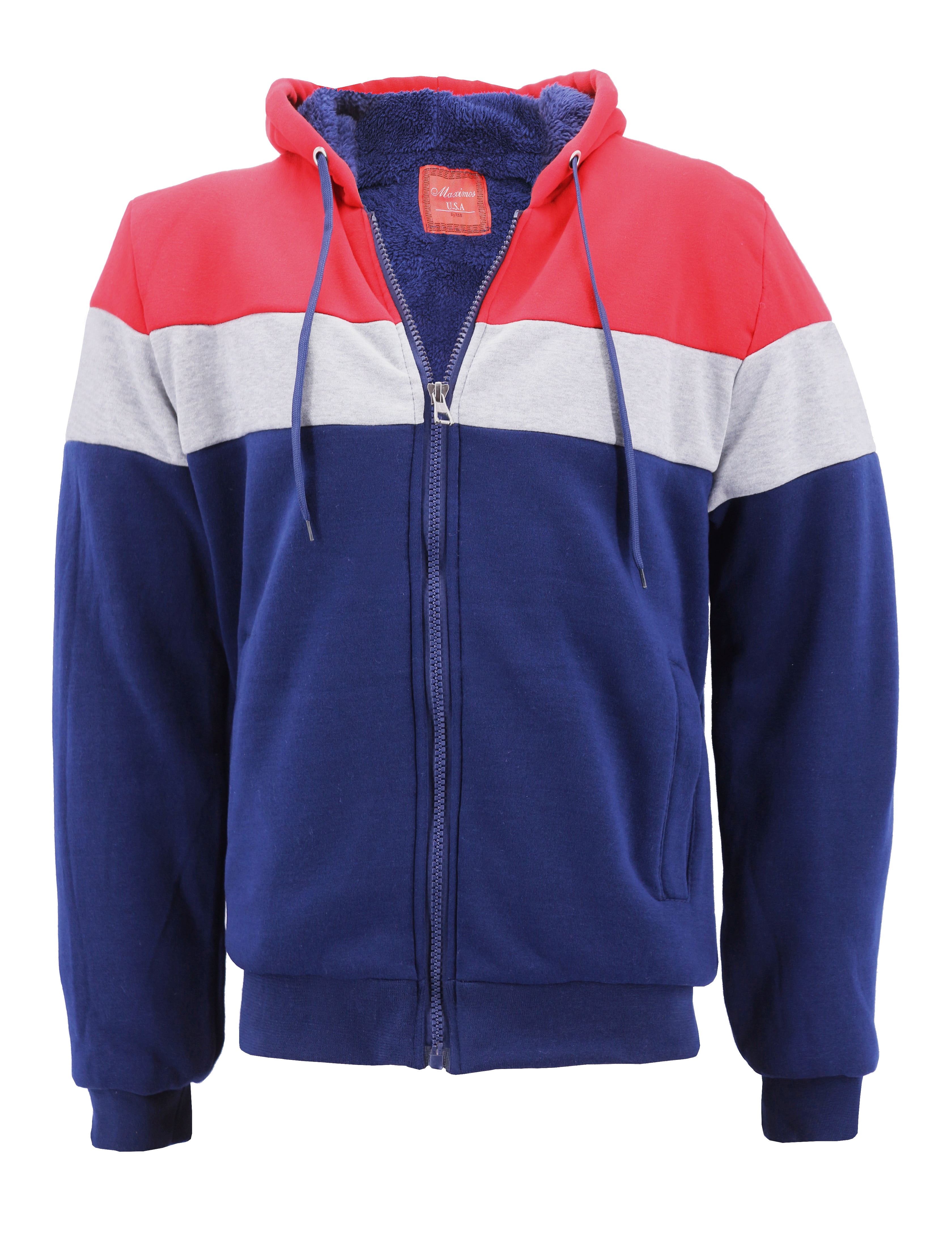 Maximo's Men's Sherpa Lined Zip Up Fleece Hoodie Athletic Soft Sweater ...