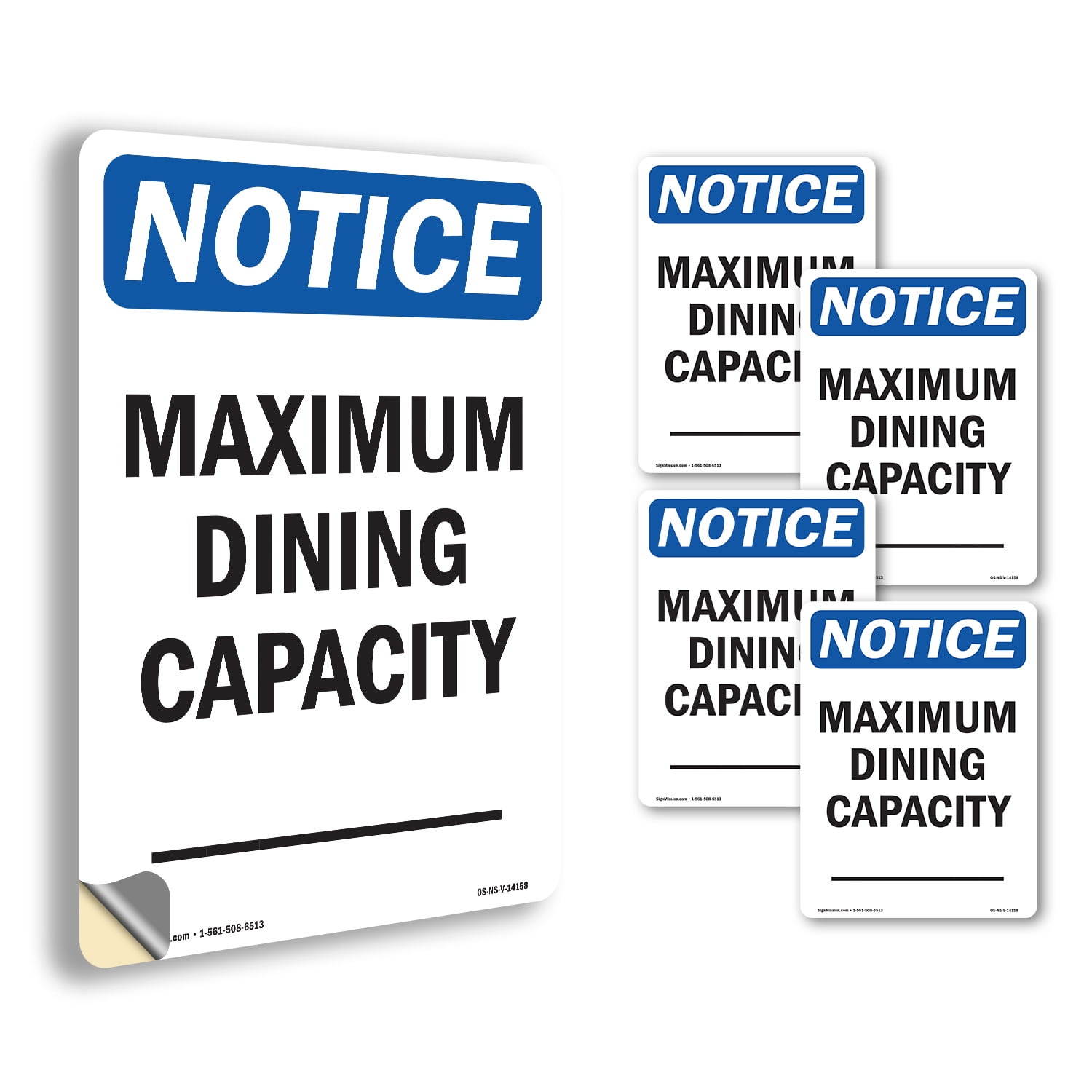 Maximum Dining Capacity ____ OSHA Notice Vinyl Decal Label 10 Inch x 7 ...