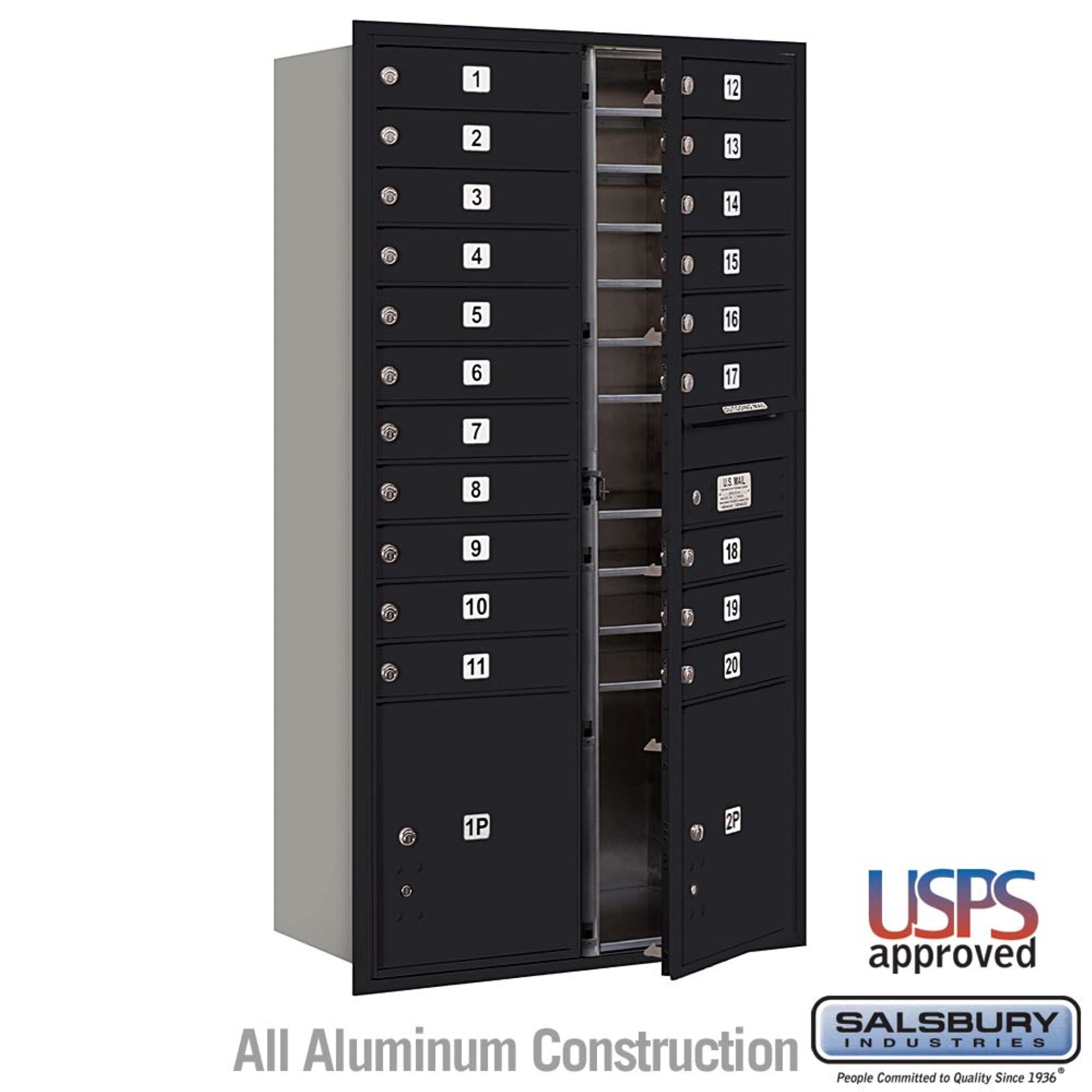 Maximum Height Recessed Mounted 4C Horizontal Mailbox with 20 Doors and ...