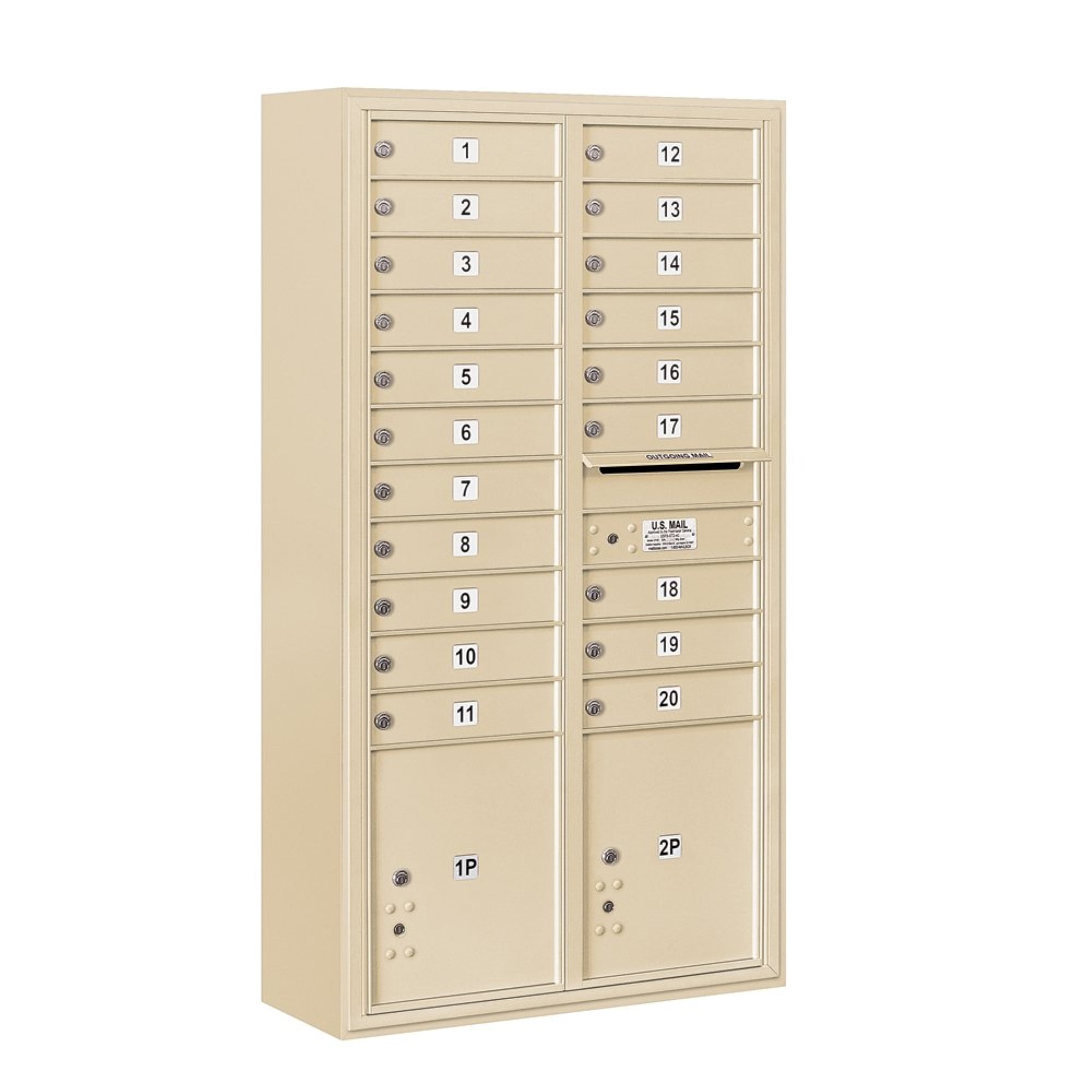 Maximum Height Surface Mounted 4C Horizontal Mailbox with 20 Doors and ...