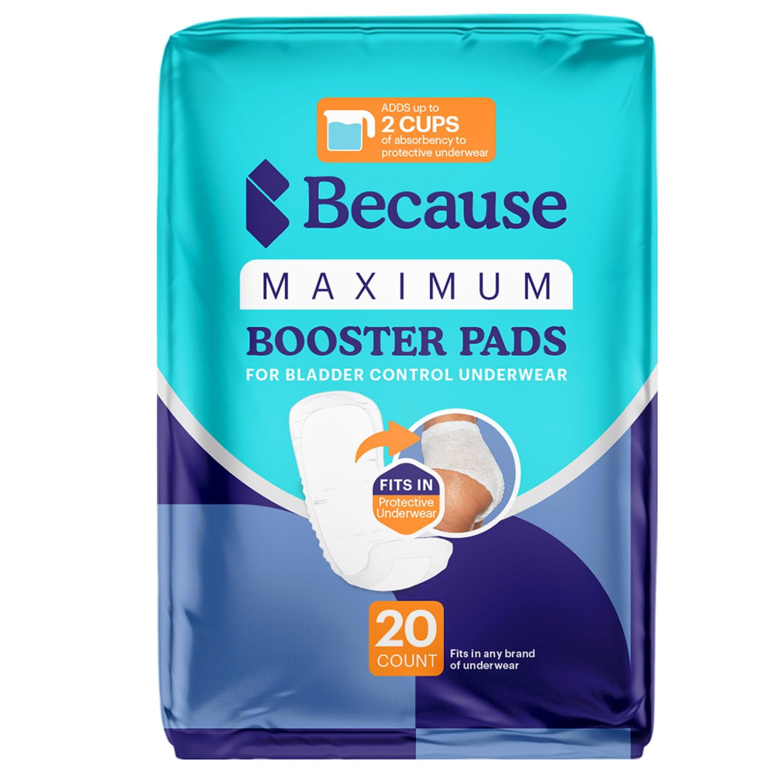 Because Maximum Incontinence Booster Pads, Adult Diaper Doubler Adds 4 ...