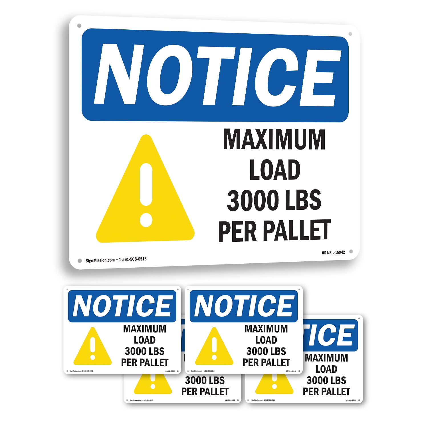 Maximum Load 3000 Lbs OSHA Notice Aluminum Sign 10 Inch x 7 Inch - 5 ...