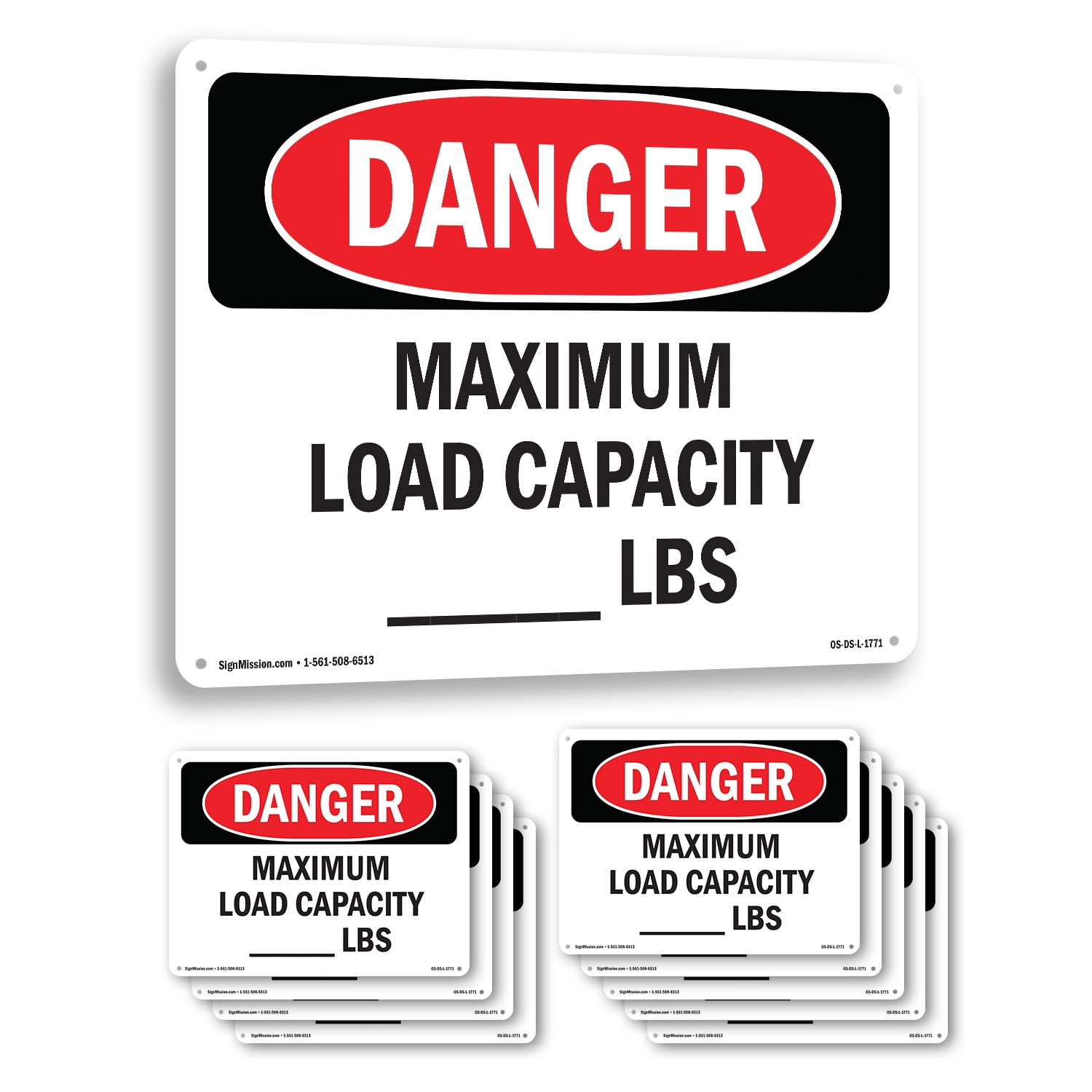 Maximum Load Capacity lbs OSHA Danger Aluminum Sign 18 Inch x 12 Inch ...