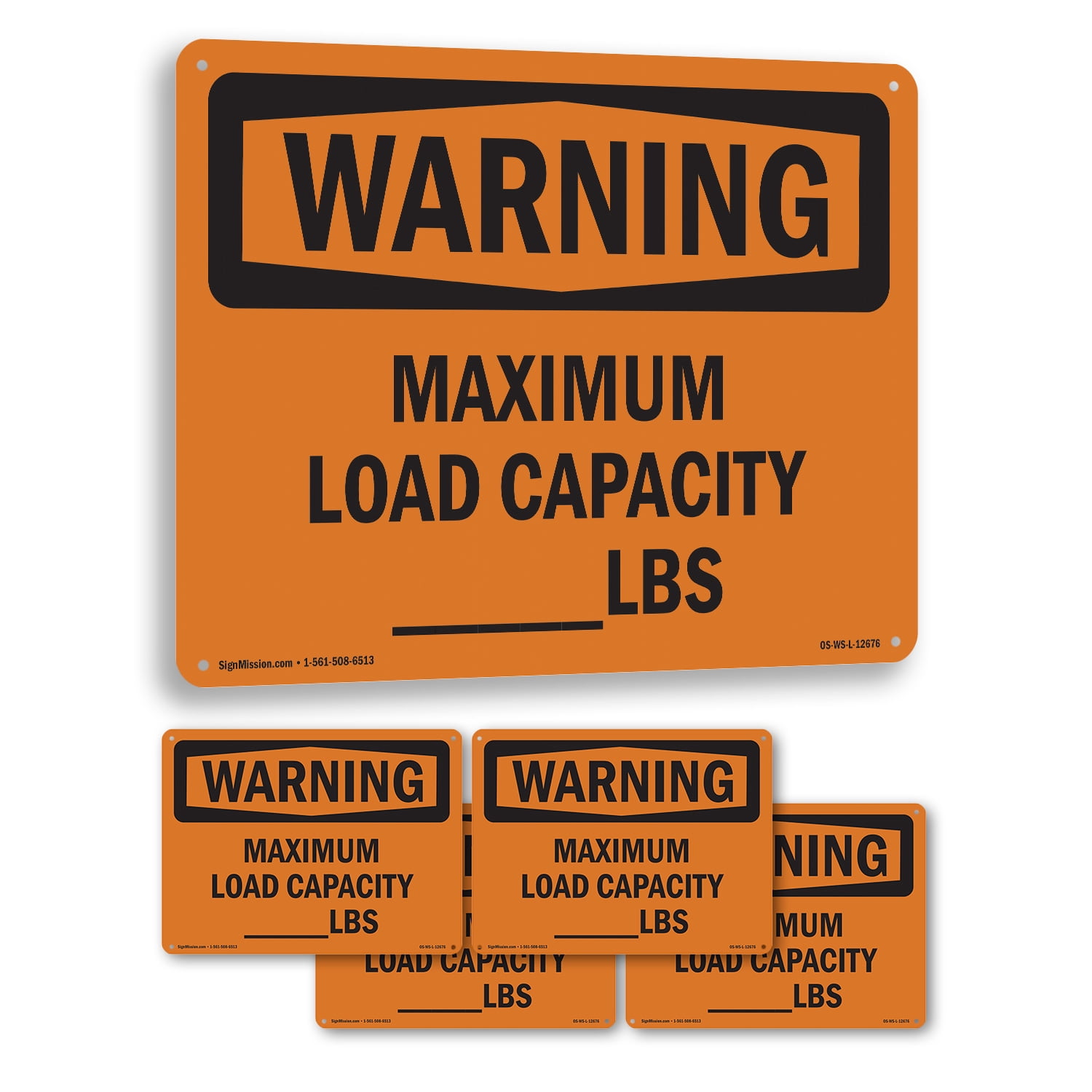 Maximum Load Capacity lbs OSHA WARNING Rigid Plastic Sign 10 Inch x 7 ...