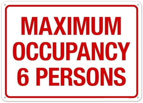 Maximum Occupancy Persons 6 Sign Pool Safety Signs Metal Tin Sign 8x12 ...